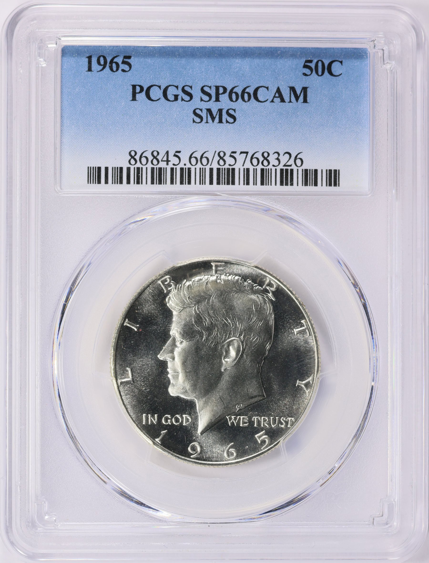 1965 Kennedy Half Dollar SMS PCGS SP-66 CAMEO (Item 1734610) | GreatCollections Coin Auctions