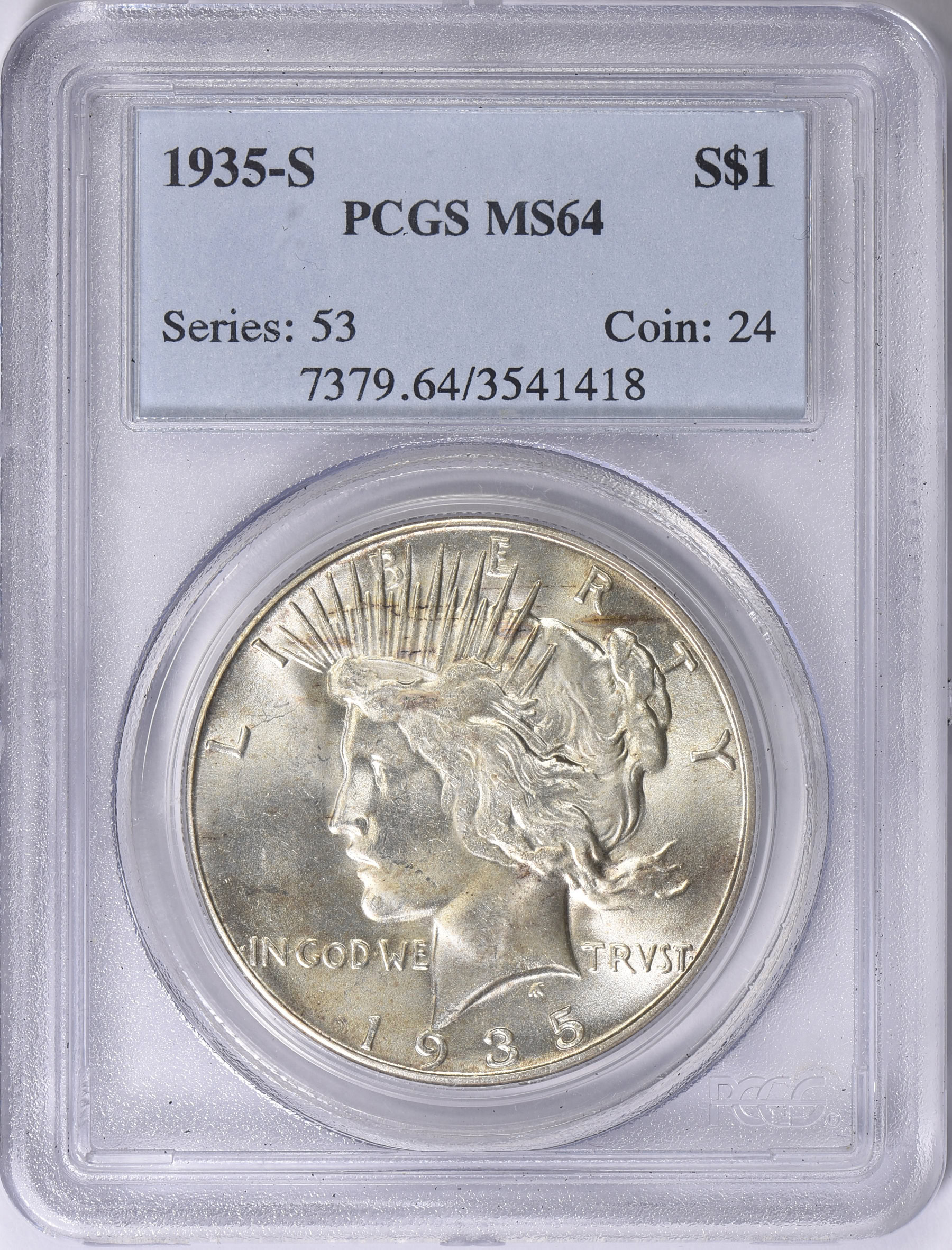 1935-S Peace Silver Dollar PCGS MS-64 (Item 1734638) | GreatCollections Coin Auctions
