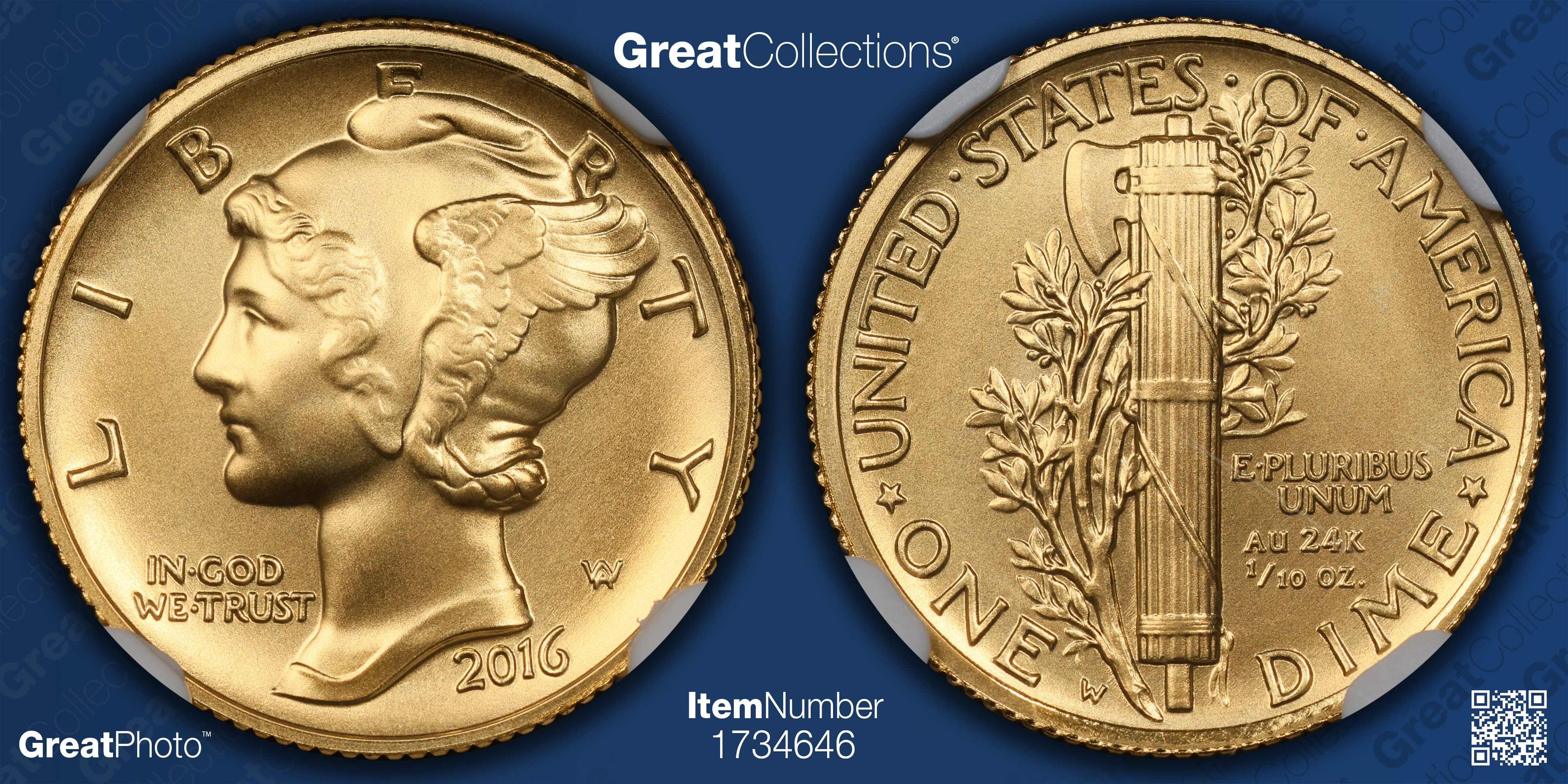 2016-W Gold Mercury Dime 100th Anniversary. Early Releases NGC SP-70 ...