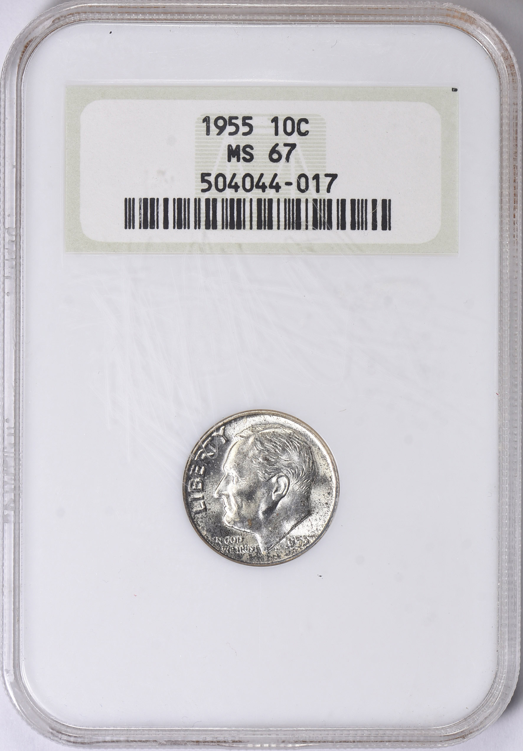 1955 Roosevelt Dime NGC MS-67 OH (Item 1734673) | GreatCollections Coin ...