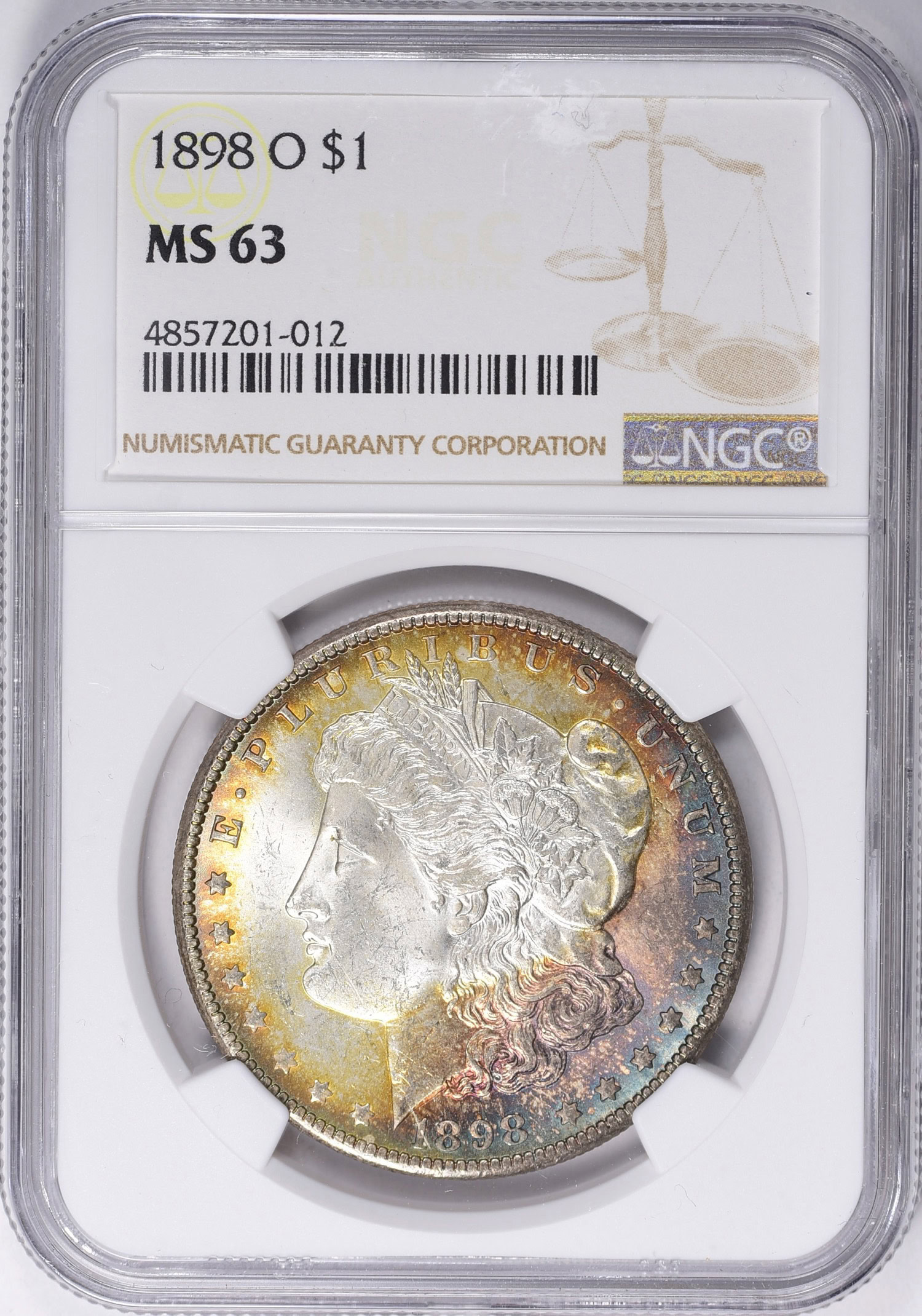 1898-O Morgan Silver Dollar PCGS MS-63 (Toned) (Item 1734675) | GreatCollections Coin Auctions