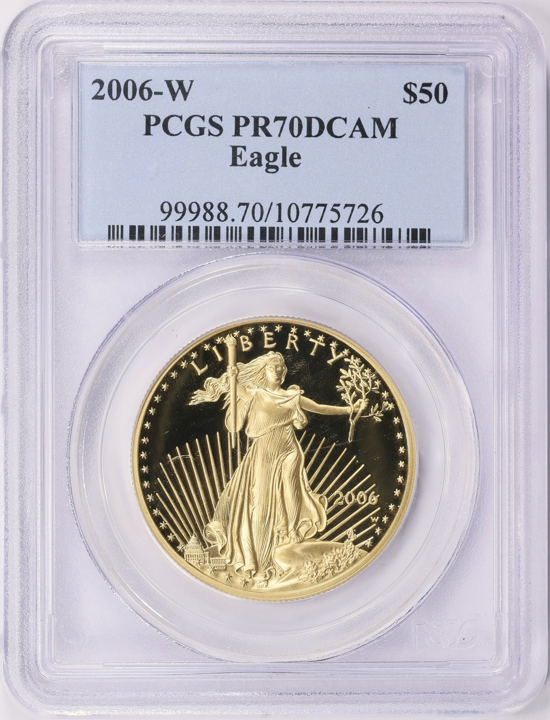 2006-W $50 One-Ounce Gold American Eagle PCGS Proof-70 DCAM (Item 1734697) | GreatCollections ...