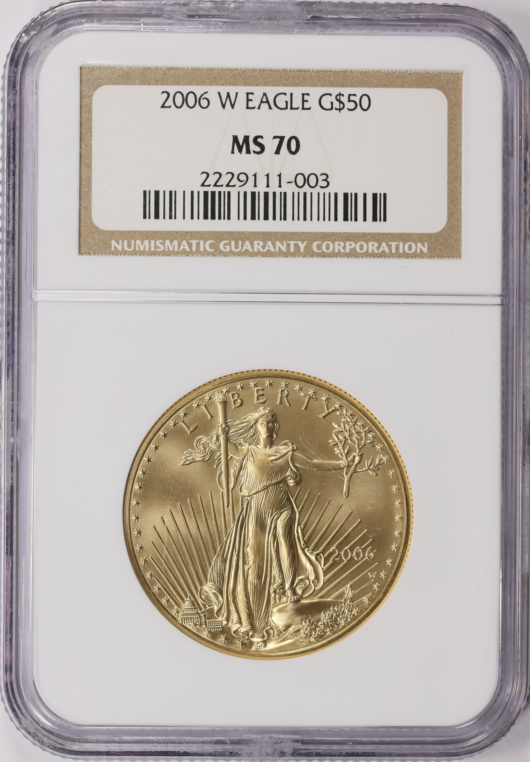 2006-W $50 One-Ounce Gold American Eagle Burnished NGC MS-70 (Item 1734706) | GreatCollections ...