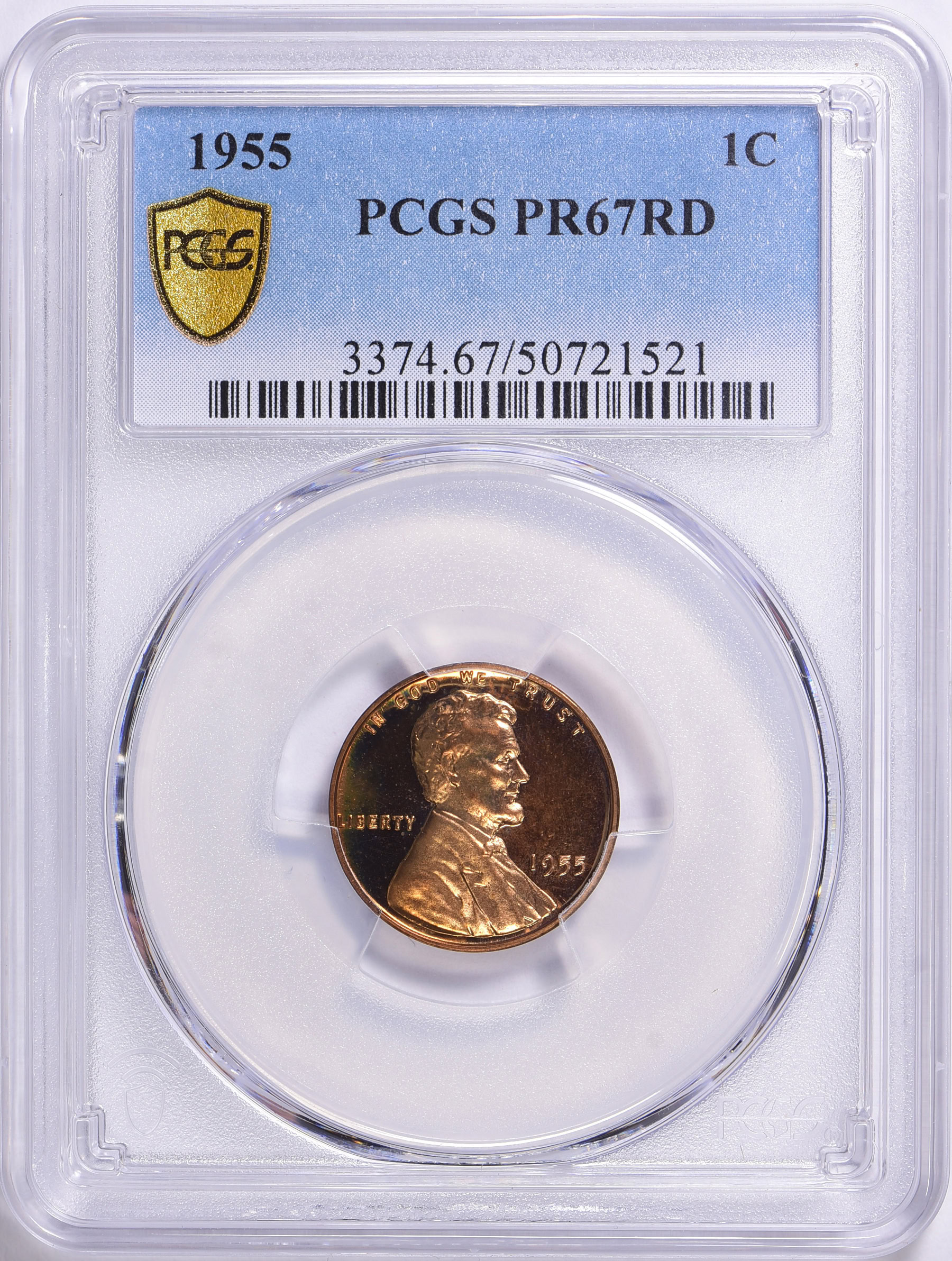 1955 Lincoln Cent PCGS Proof-67 RD (Item 1734716) | GreatCollections ...