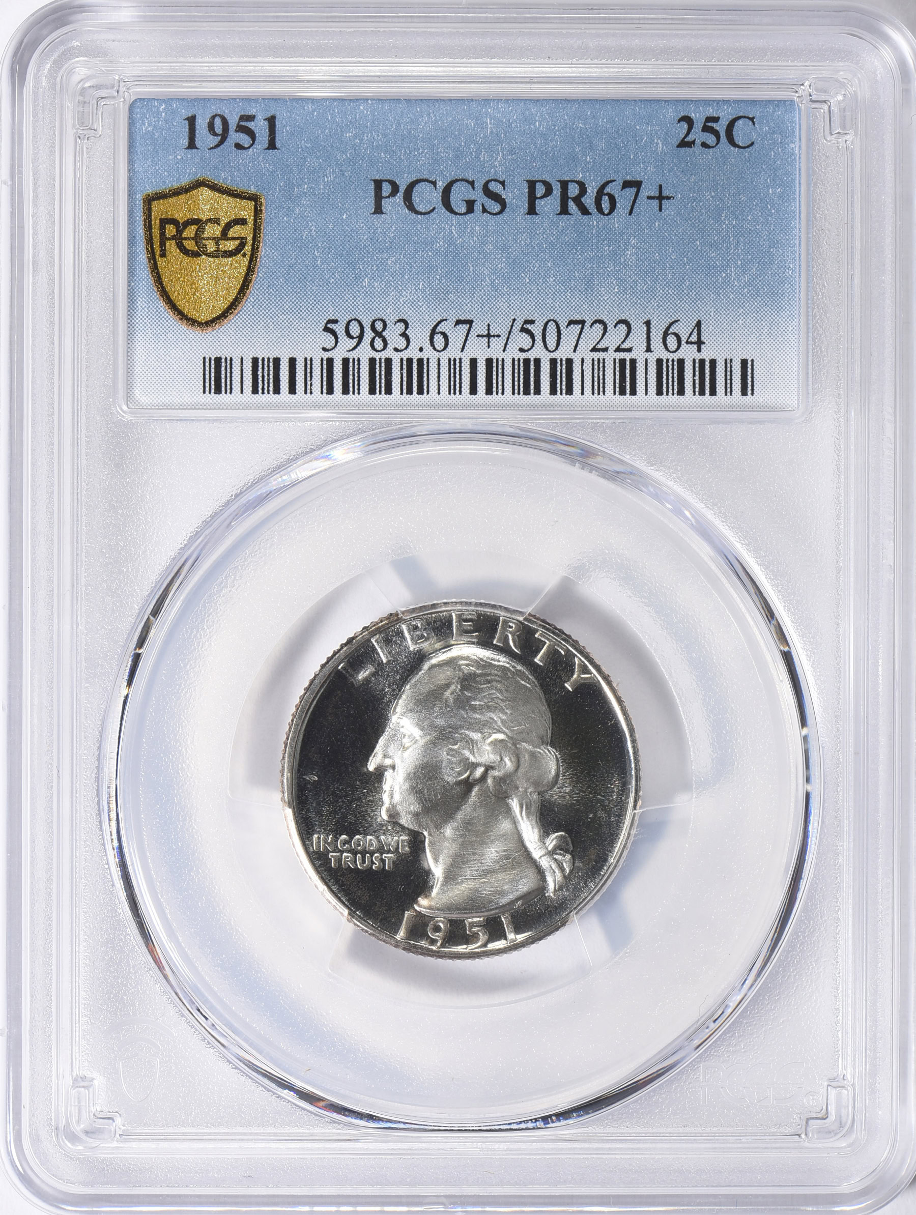 1951 Washington Quarter PCGS Proof-67+ (Item 1734729) | GreatCollections Coin Auctions