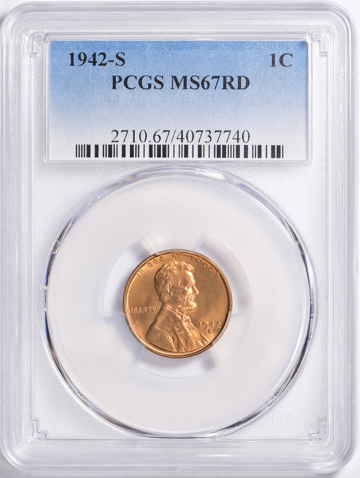 1942-S Lincoln Cent PCGS MS-67 RD (Item 1734741) | GreatCollections Coin Auctions