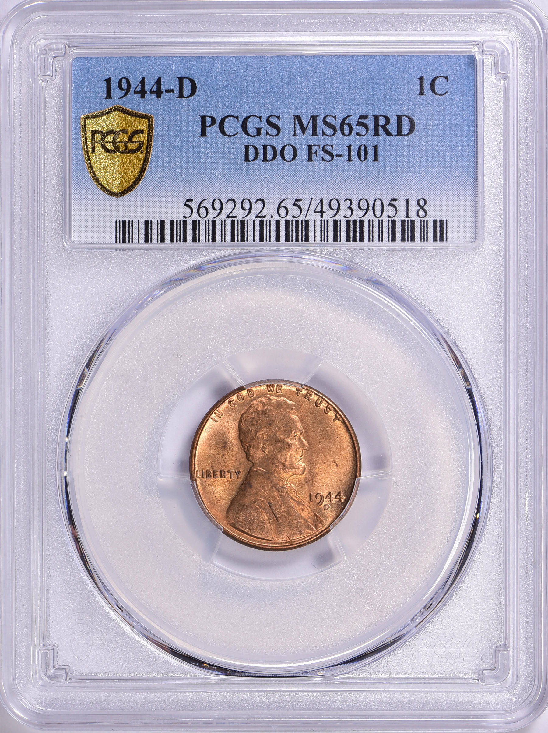 1944-D Lincoln Cent Doubled Die Obverse FS-101 PCGS MS-65 RD (Item 1734782) | GreatCollections ...