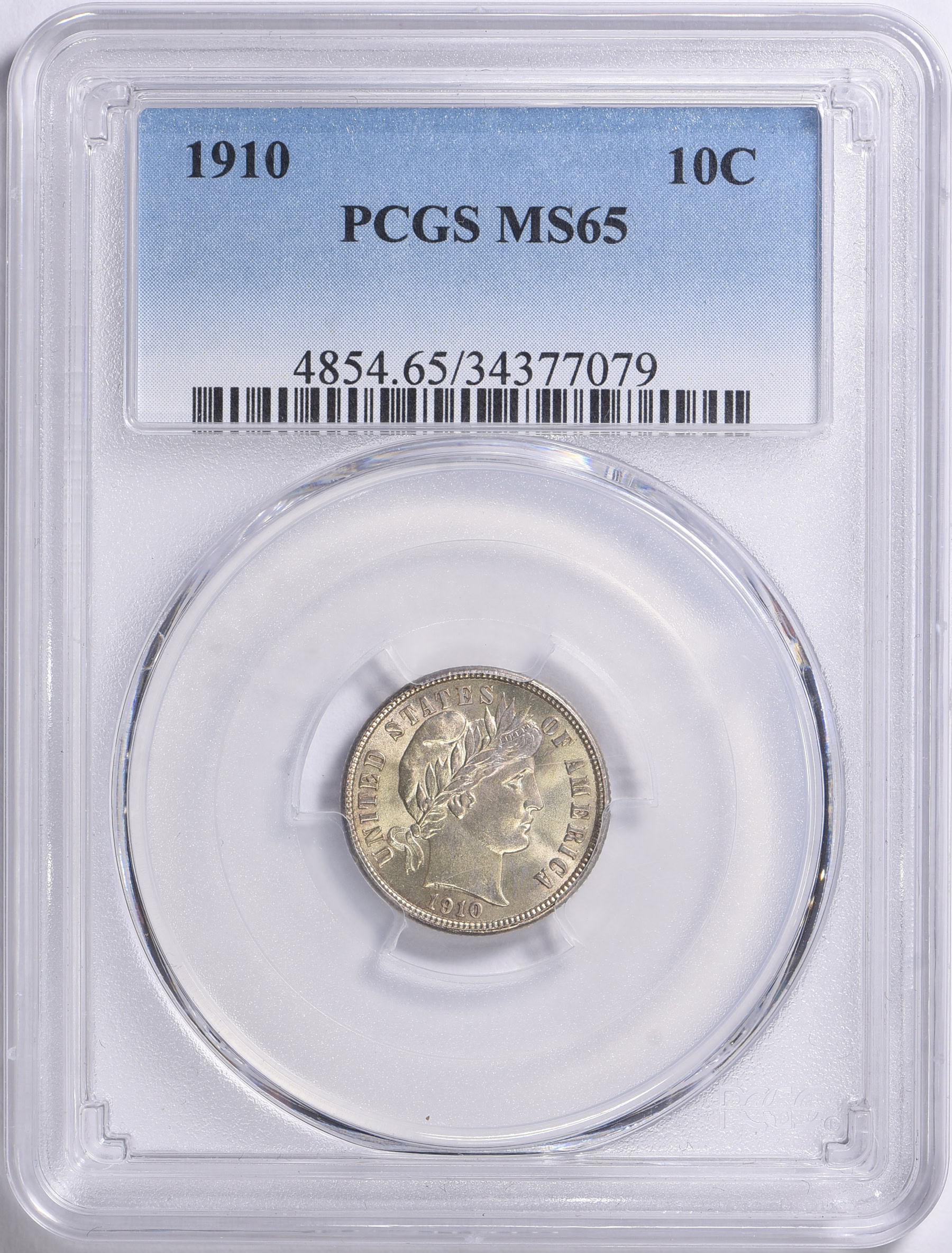 1910 Barber Dime PCGS MS-65 (Item 1734985) | GreatCollections Coin Auctions