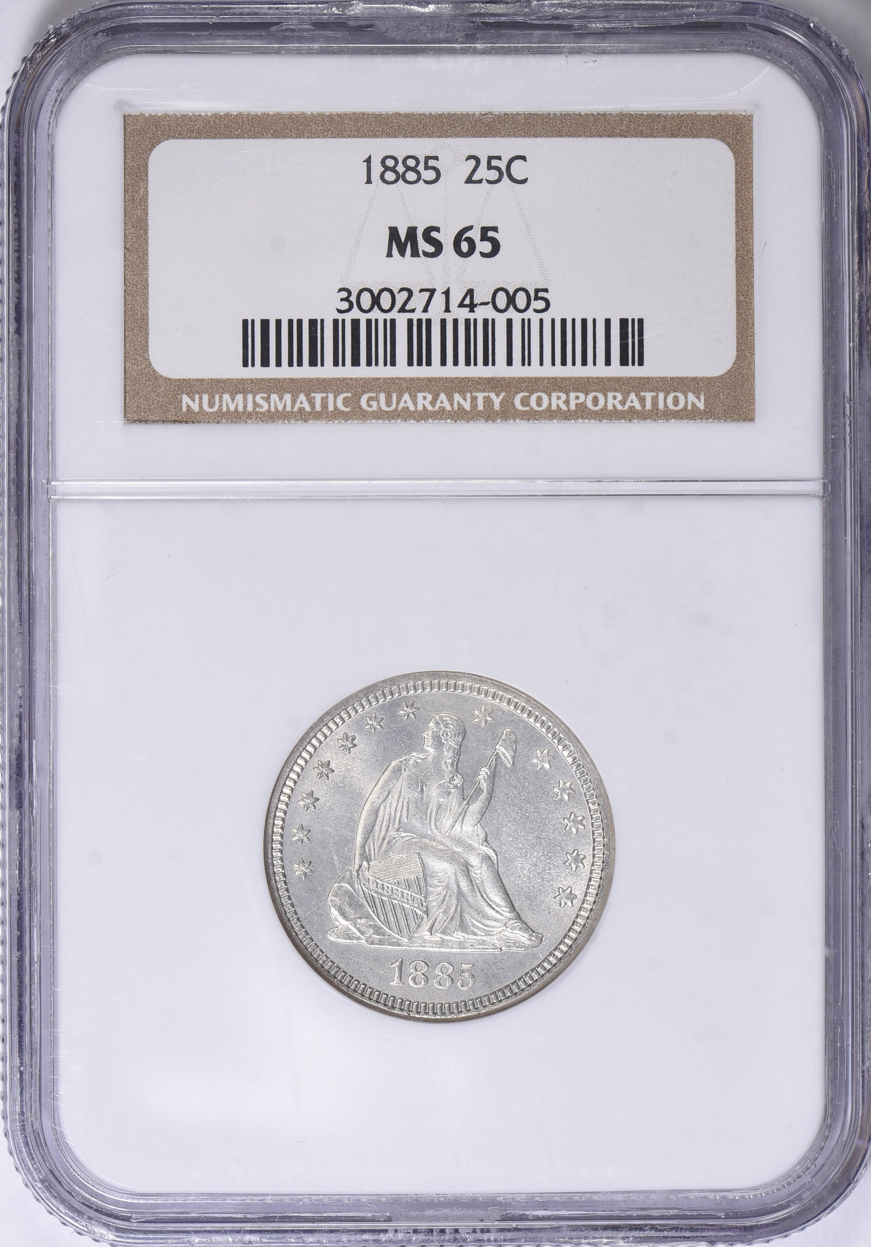 1885 Seated Liberty Quarter NGC MS-65 (Item 1735010) | GreatCollections ...