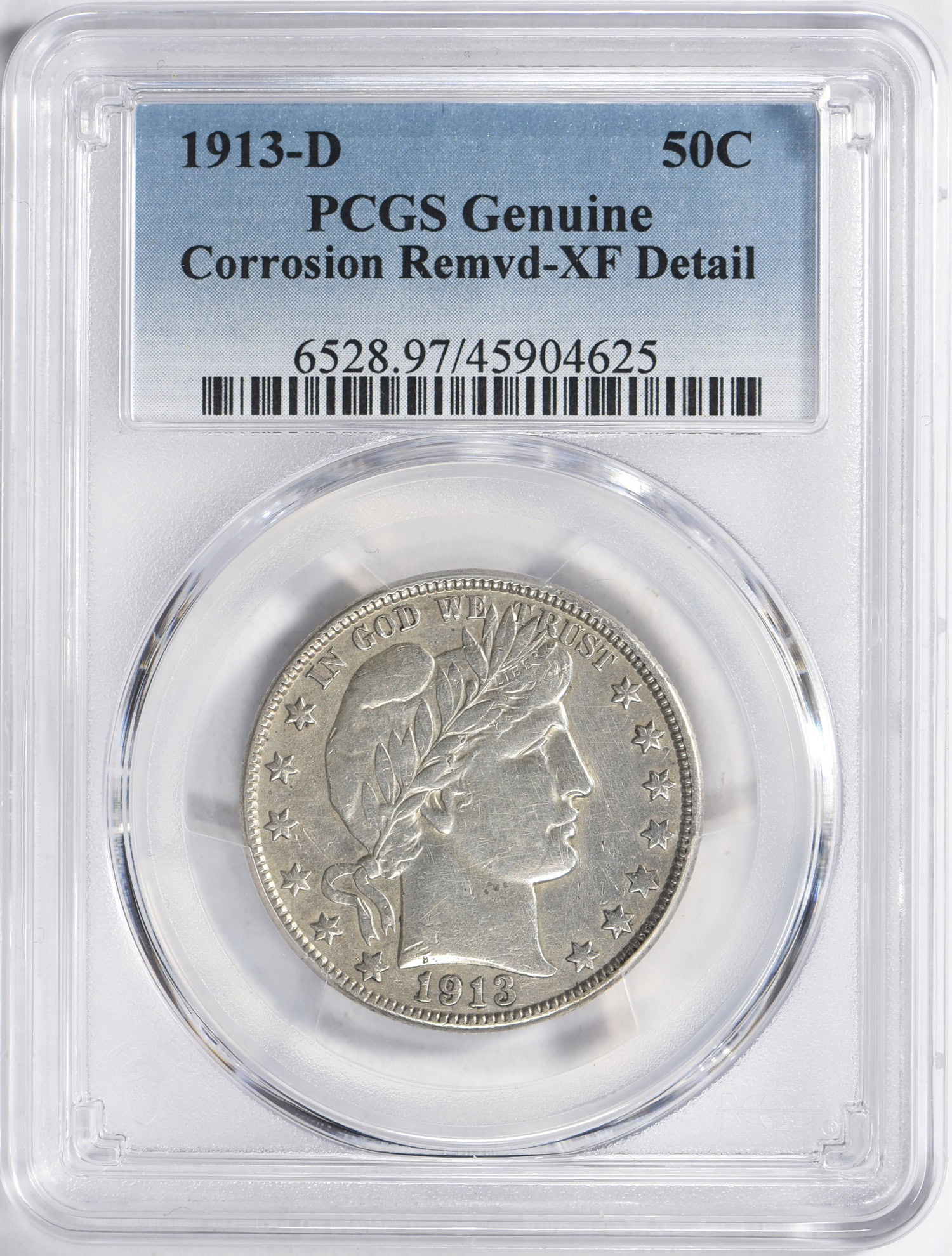 1913-D Barber Half Dollar PCGS Genuine XF Details (Item 1735130) | GreatCollections Coin Auctions