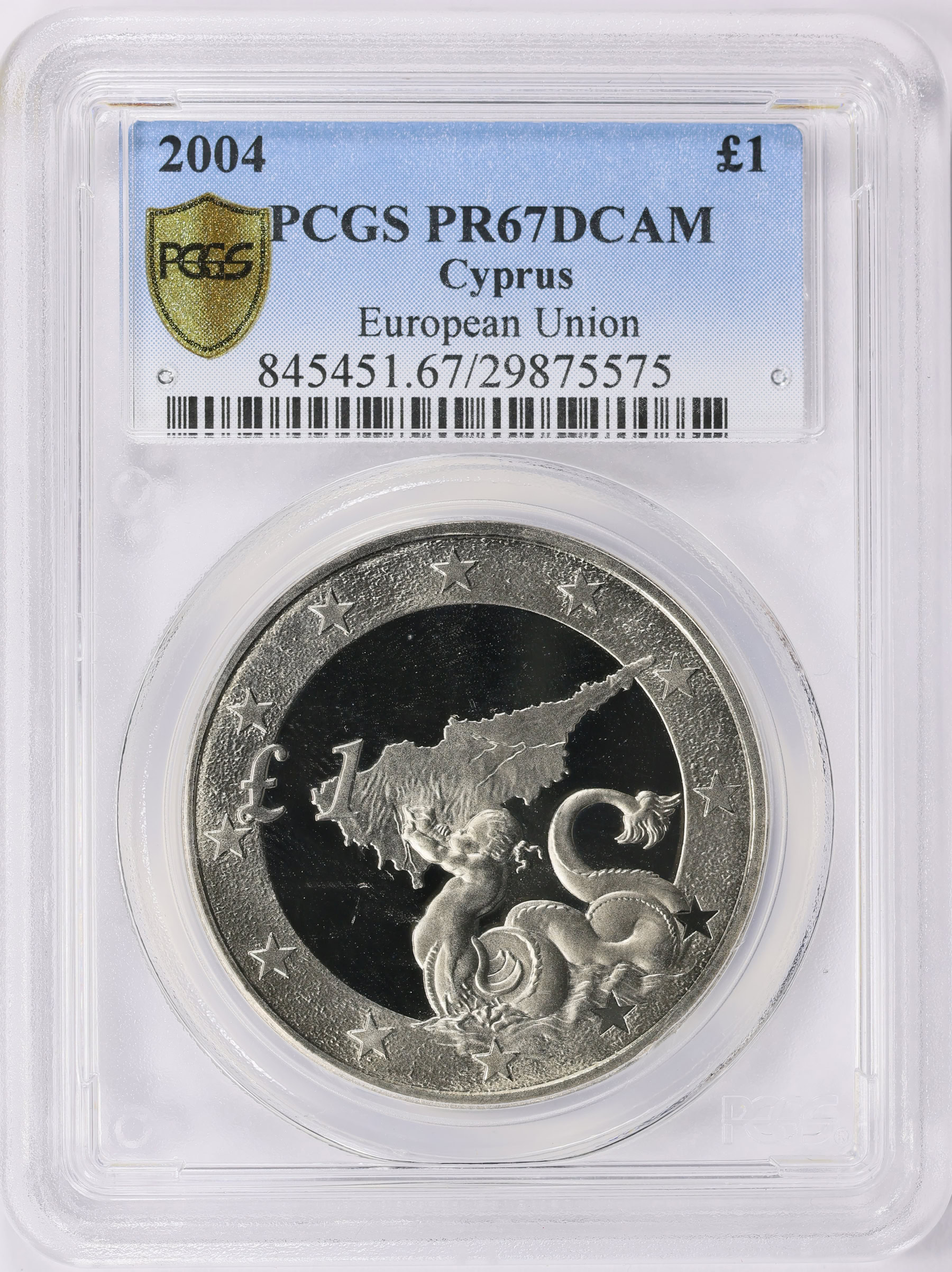 Cyprus 2004 Silver £1 European Union KM-75a PCGS Proof-67 DCAM (Item ...