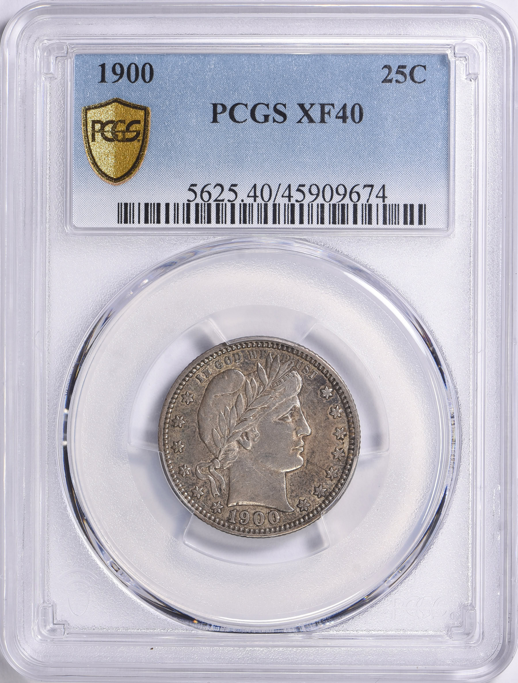 1900 Barber Quarter PCGS XF-40 (Item 1735308) | GreatCollections Coin Auctions