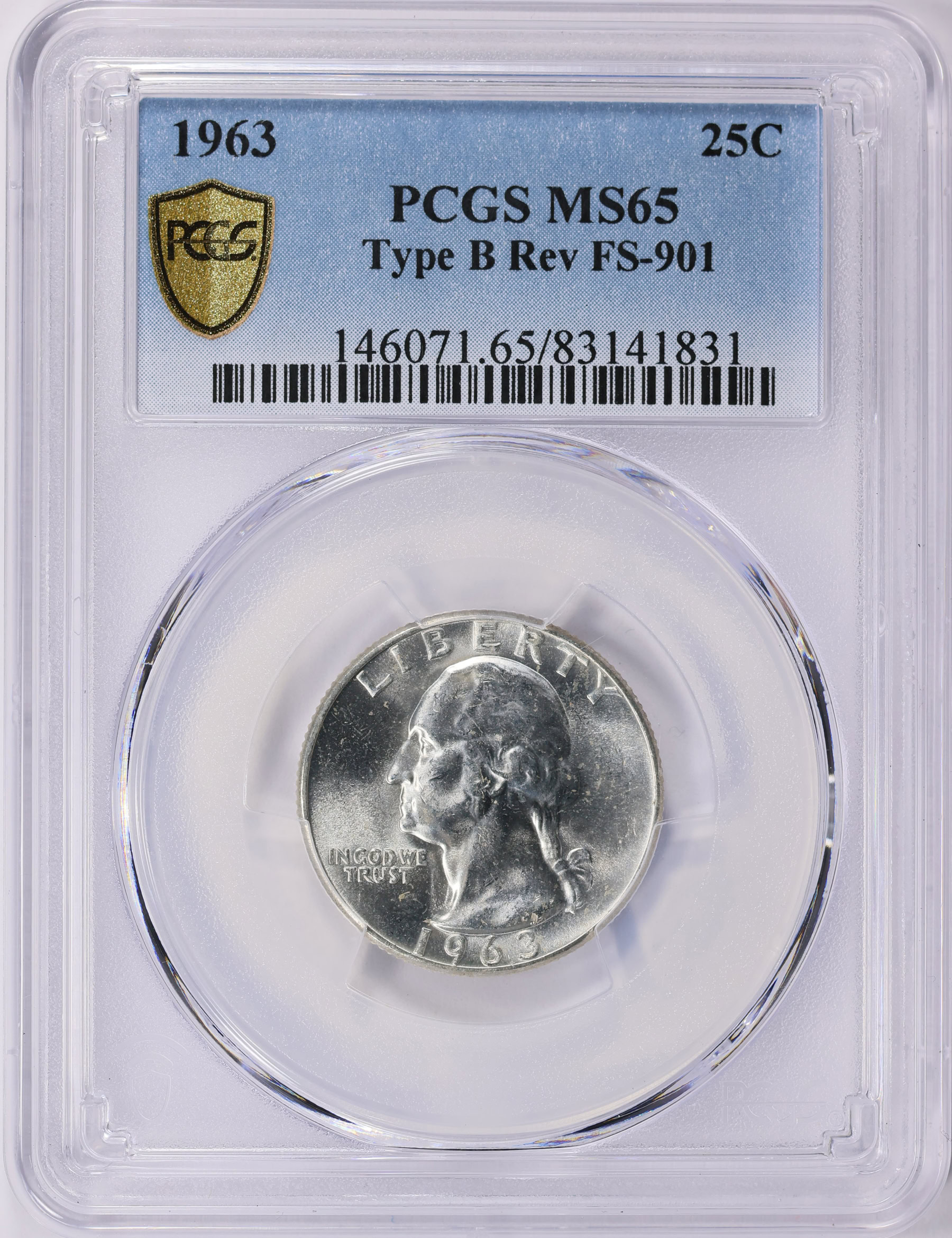 1963 Washington Quarter Type B Reverse FS-901 PCGS MS-65 (Item 1735312) | GreatCollections Coin ...