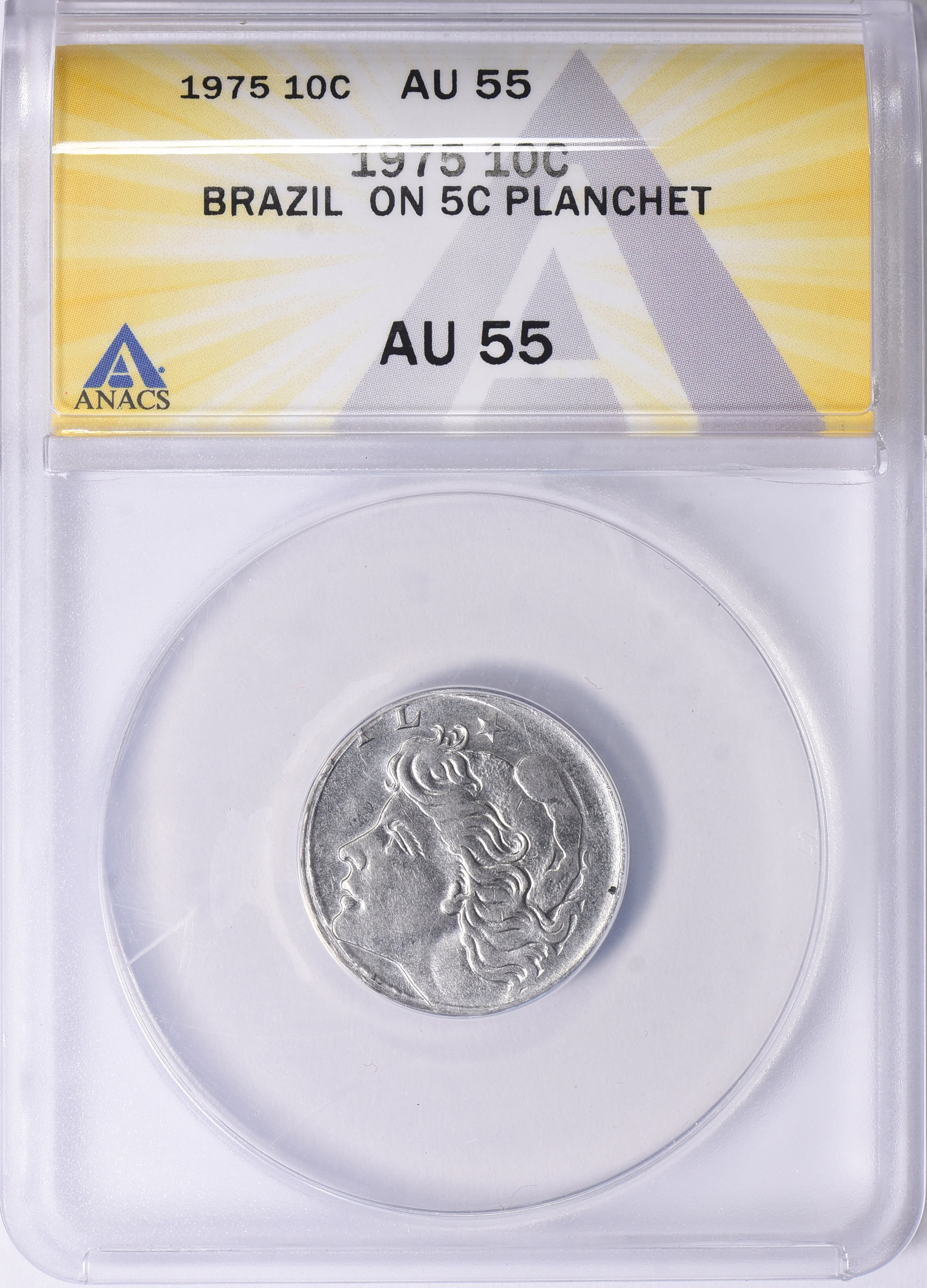 Mint Error Brazil 1975 10 Centavos Struck on 5 Centavos Planchet ANACS AU-55 | ANACS Cert ...