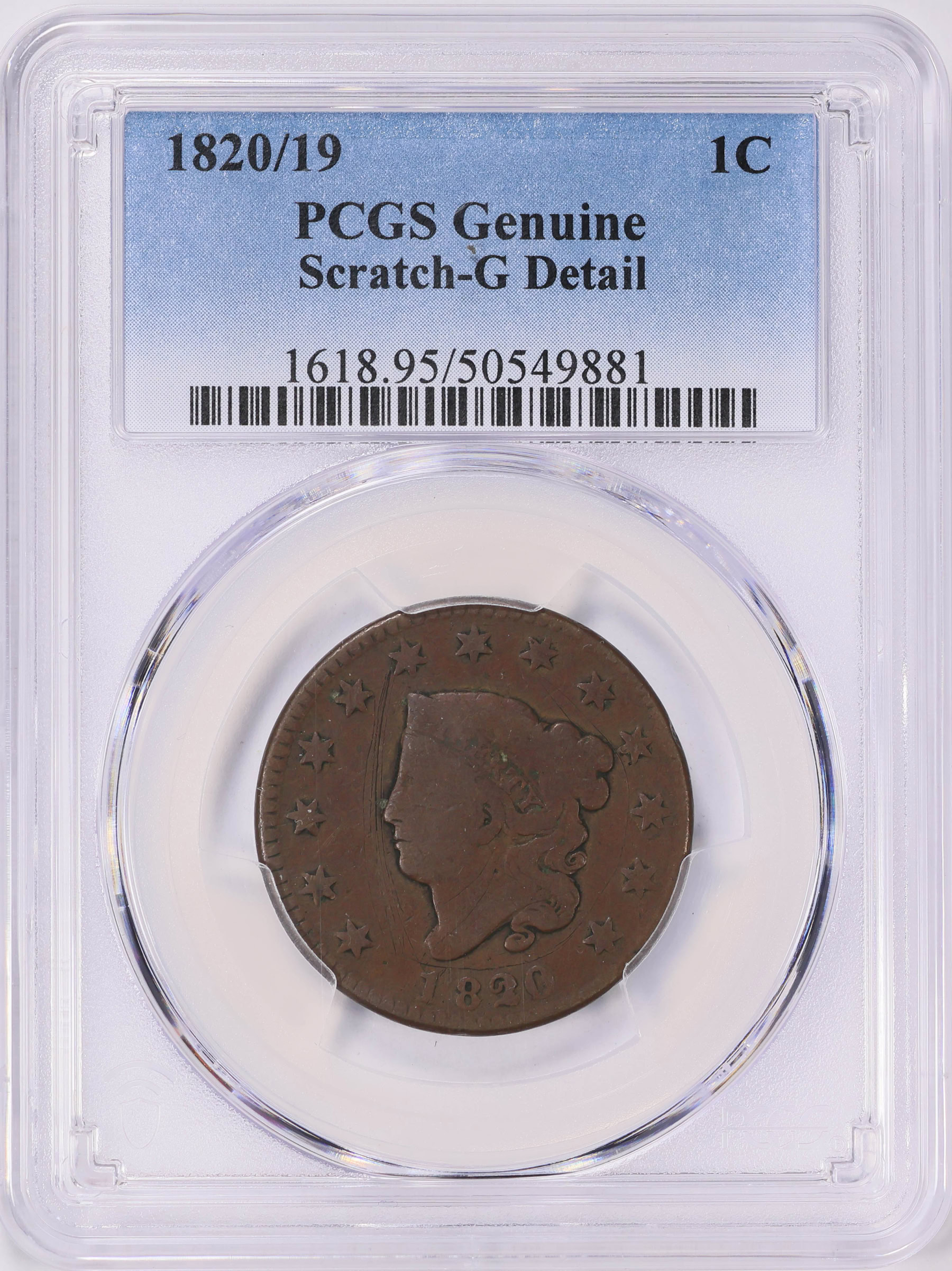 1820/19 Matron Cent PCGS Genuine Good Details (Item 1735424 ...