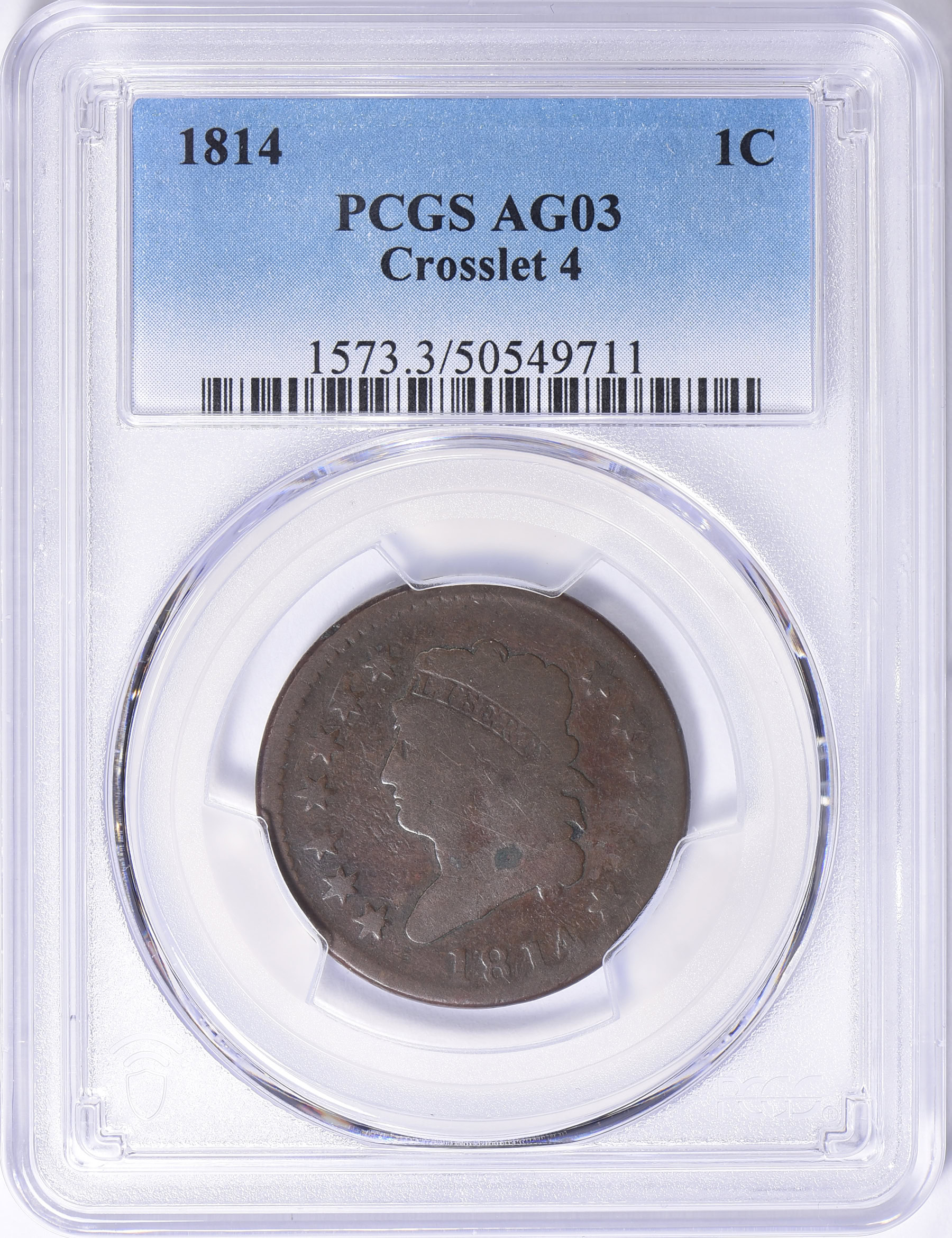 1814 Classic Cent Crosslet 4 PCGS AG-03 BN (Item 1735469) | GreatCollections Coin Auctions