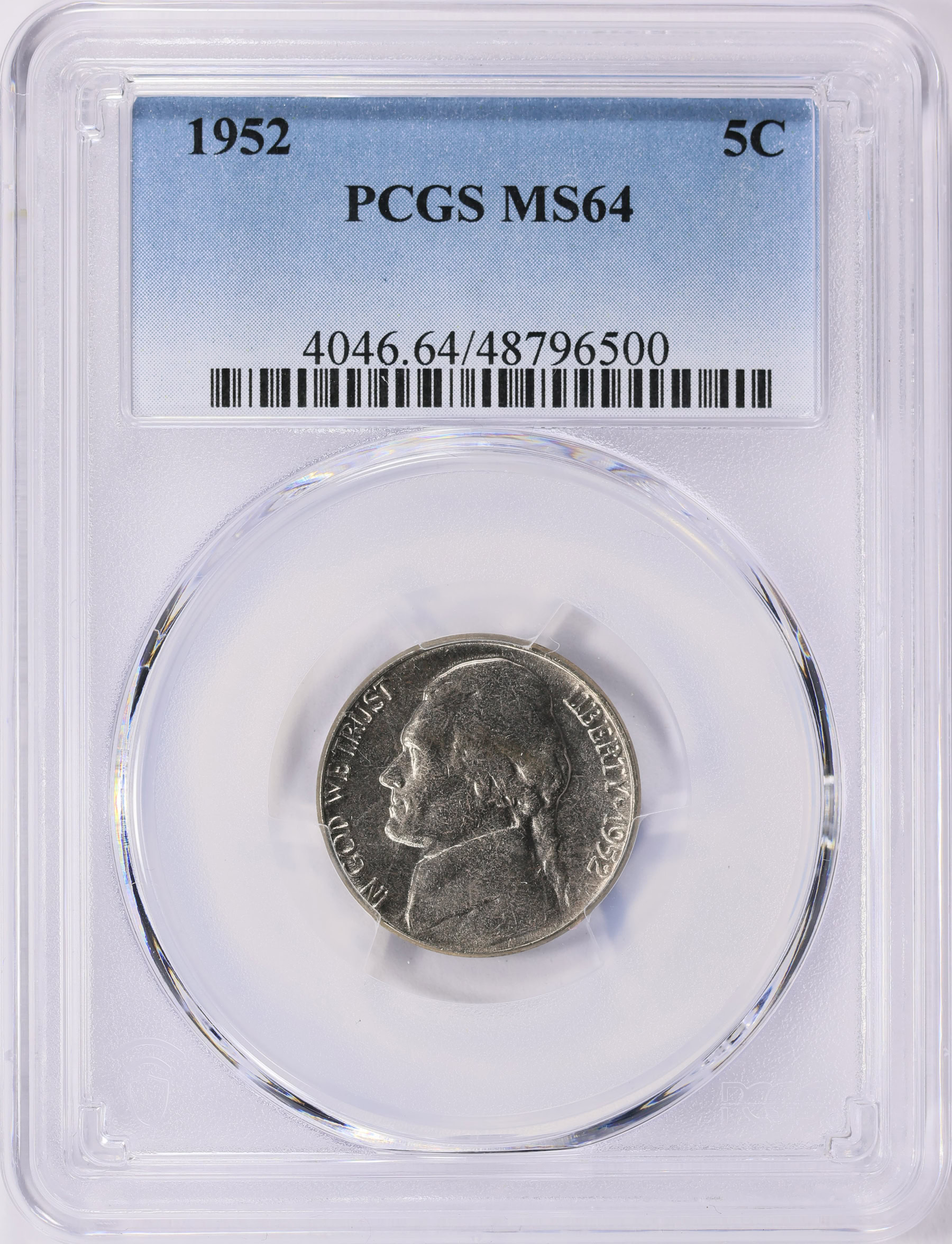 1952 Jefferson Nickel PCGS MS-64 (Item 1735615) | GreatCollections Coin Auctions