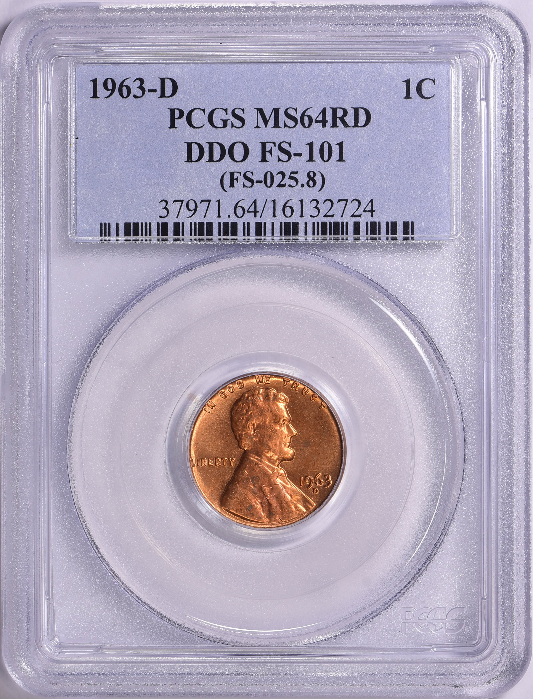 1963-D Lincoln Cent Doubled Die Obverse FS-101 (FS-025.8) PCGS MS-64 RD ...