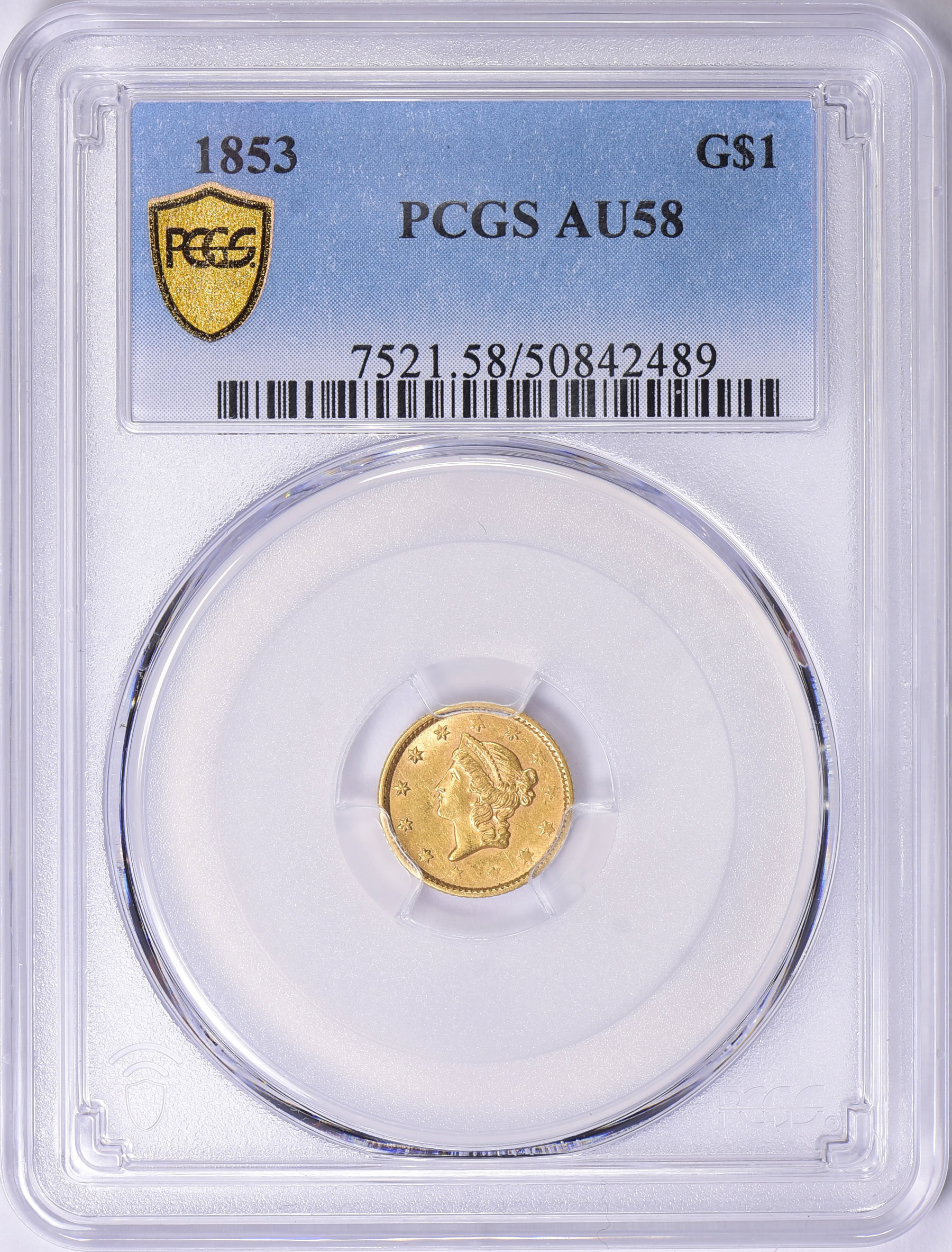 1853 Liberty Gold Dollar PCGS AU-58 (Item 1735743) | GreatCollections Coin Auctions