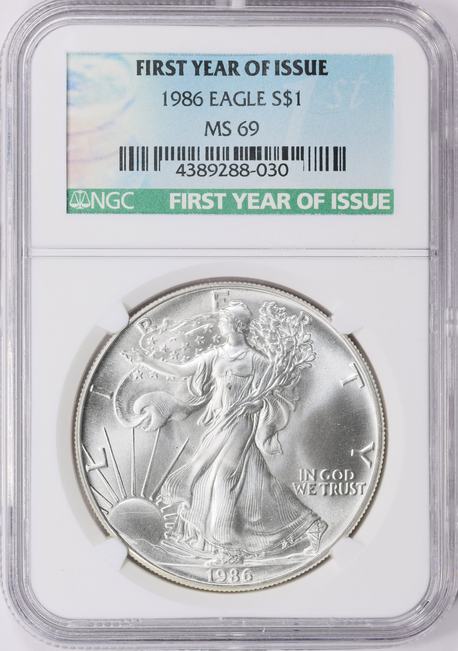 1986 $1 Silver Eagle NGC MS-69 (First Year of Issue Label) (Item ...