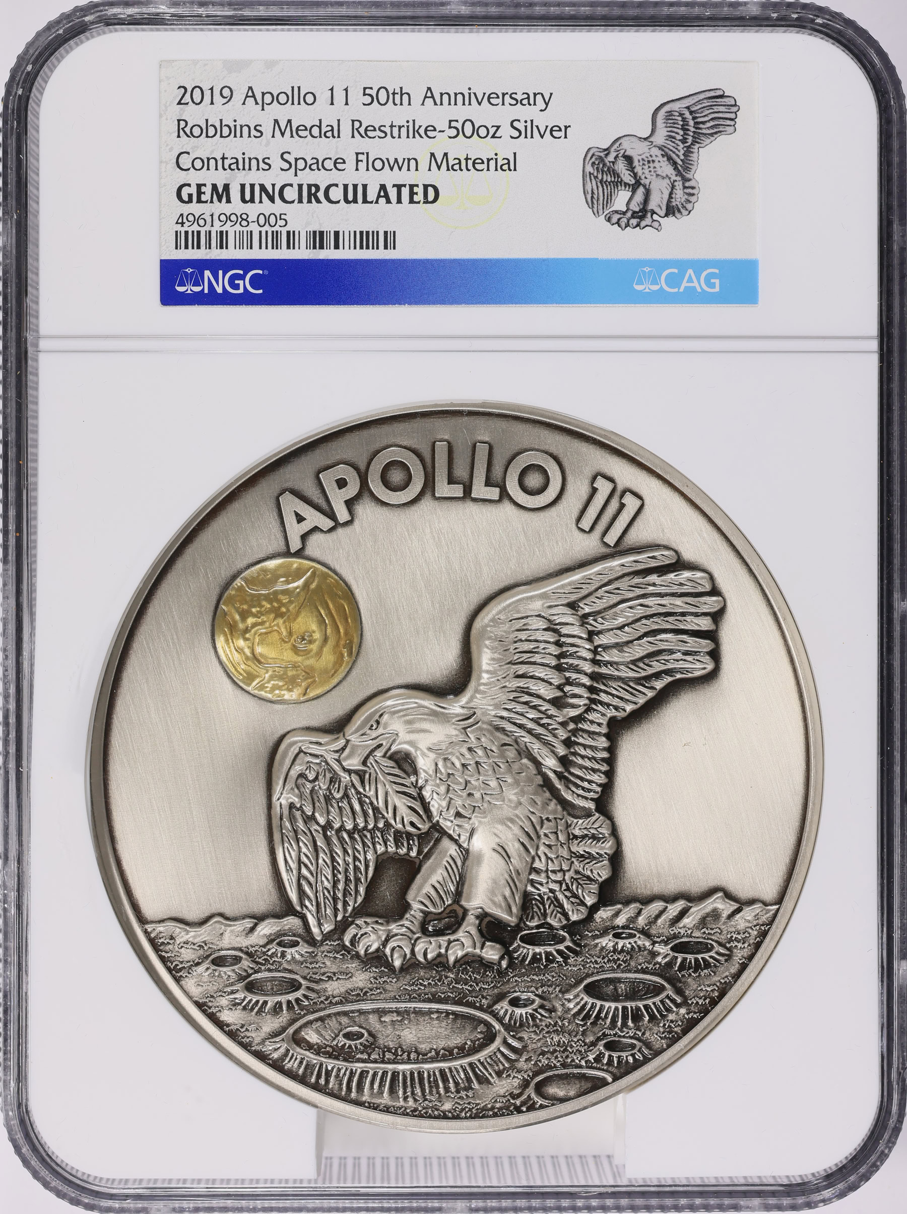 2019 Silver 50oz Apollo 11 50th Anniversary Robbins Medal Restrike ...