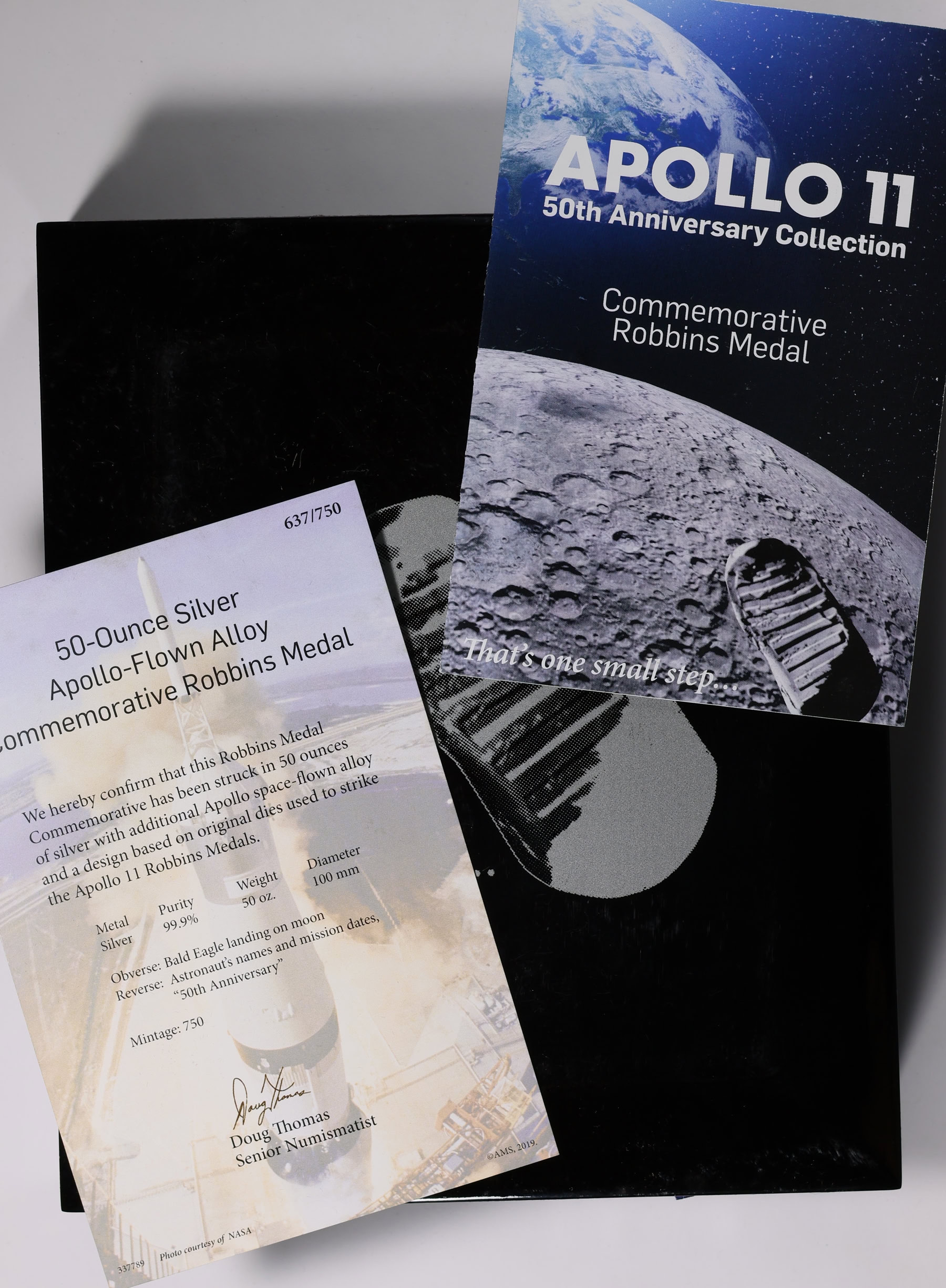 2019 Silver 50oz Apollo 11 50th Anniversary Robbins Medal Restrike ...
