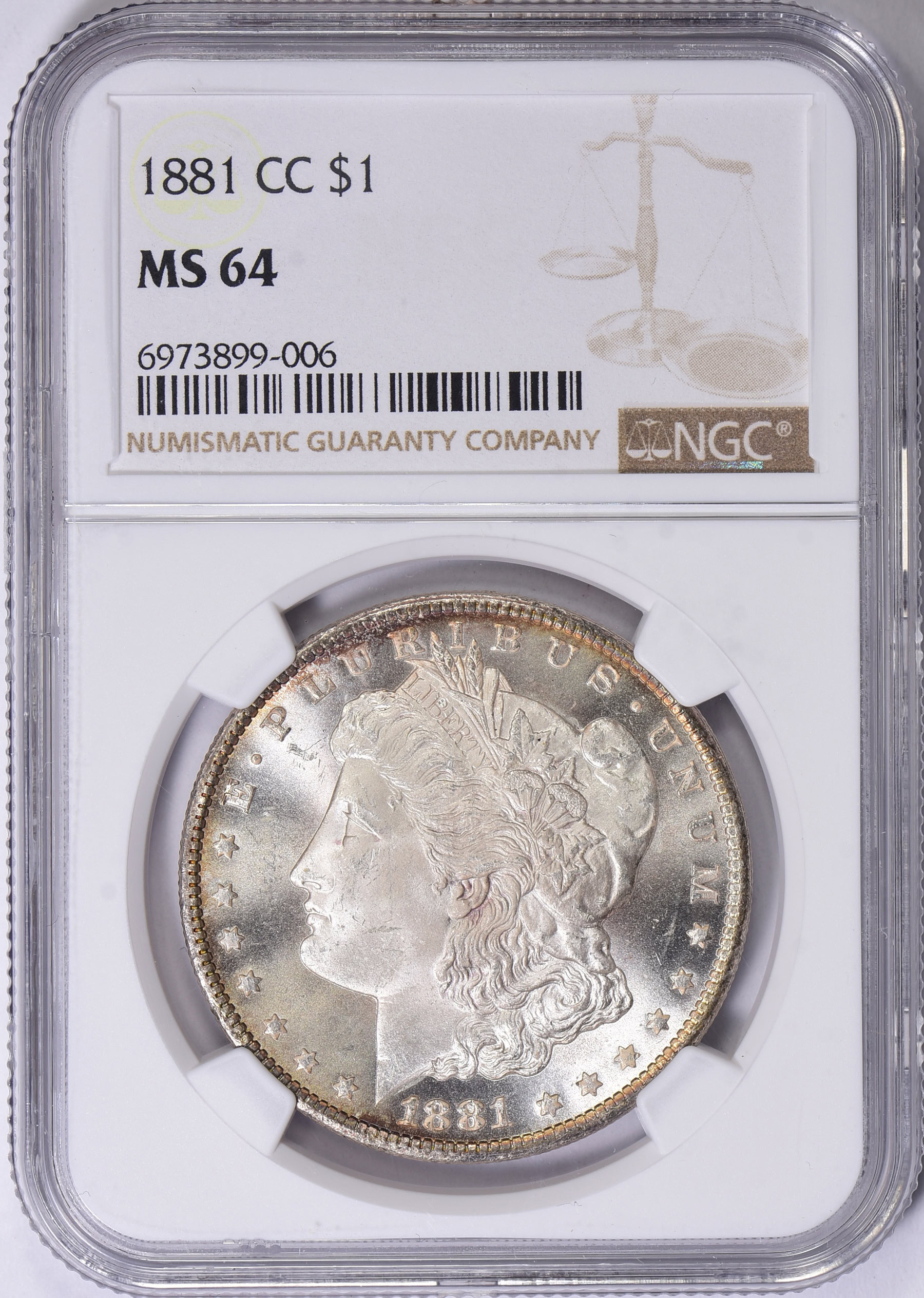 1881-CC Morgan Silver Dollar NGC MS-64 (Toned) (Item 1735774) | GreatCollections Coin Auctions