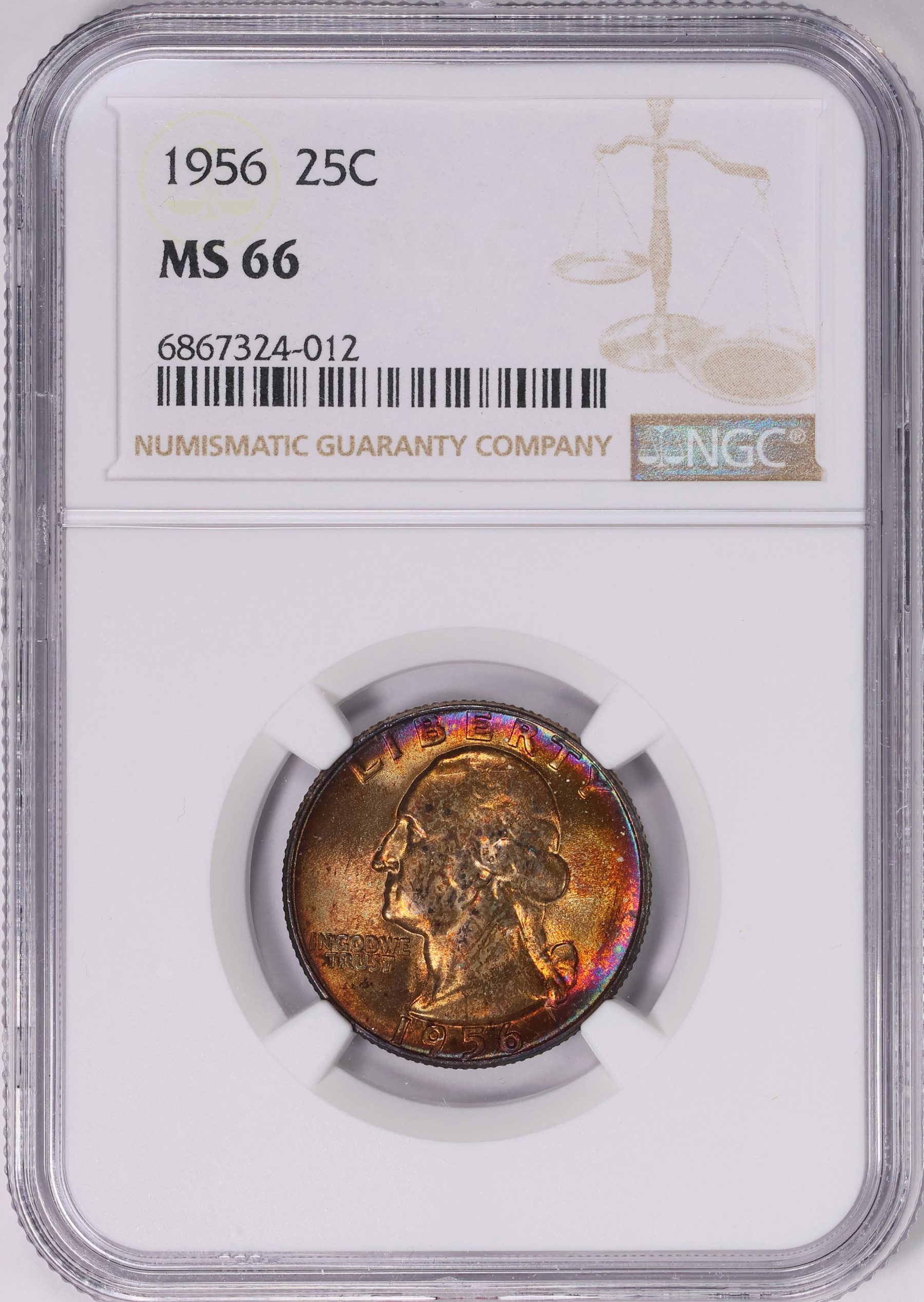 1956 Washington Quarter NGC MS-66 (Toned) (Item 1735800) | GreatCollections Coin Auctions