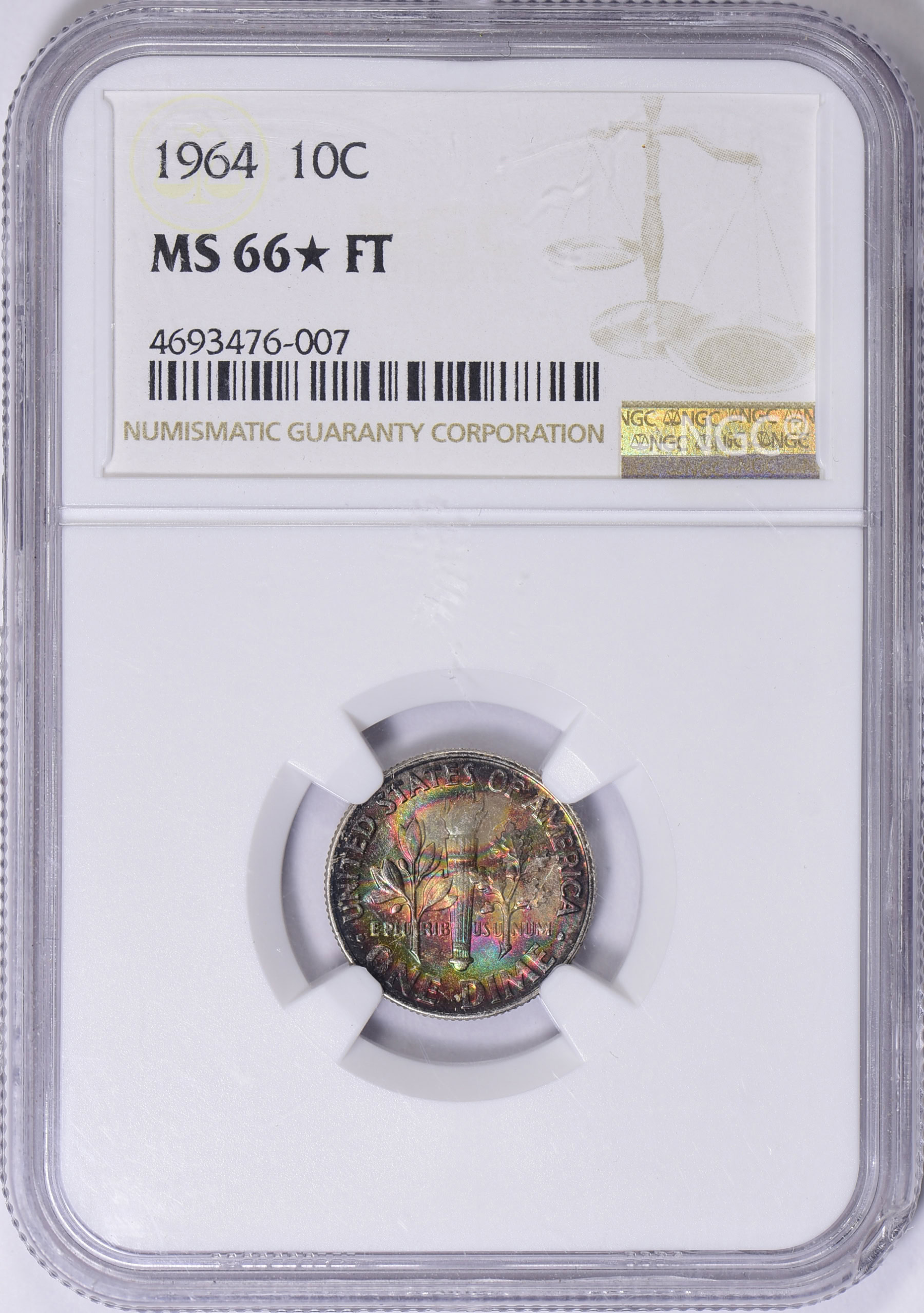 1964 Roosevelt Dime NGC MS-66 ★ FT (Toned) (Item 1735802 ...