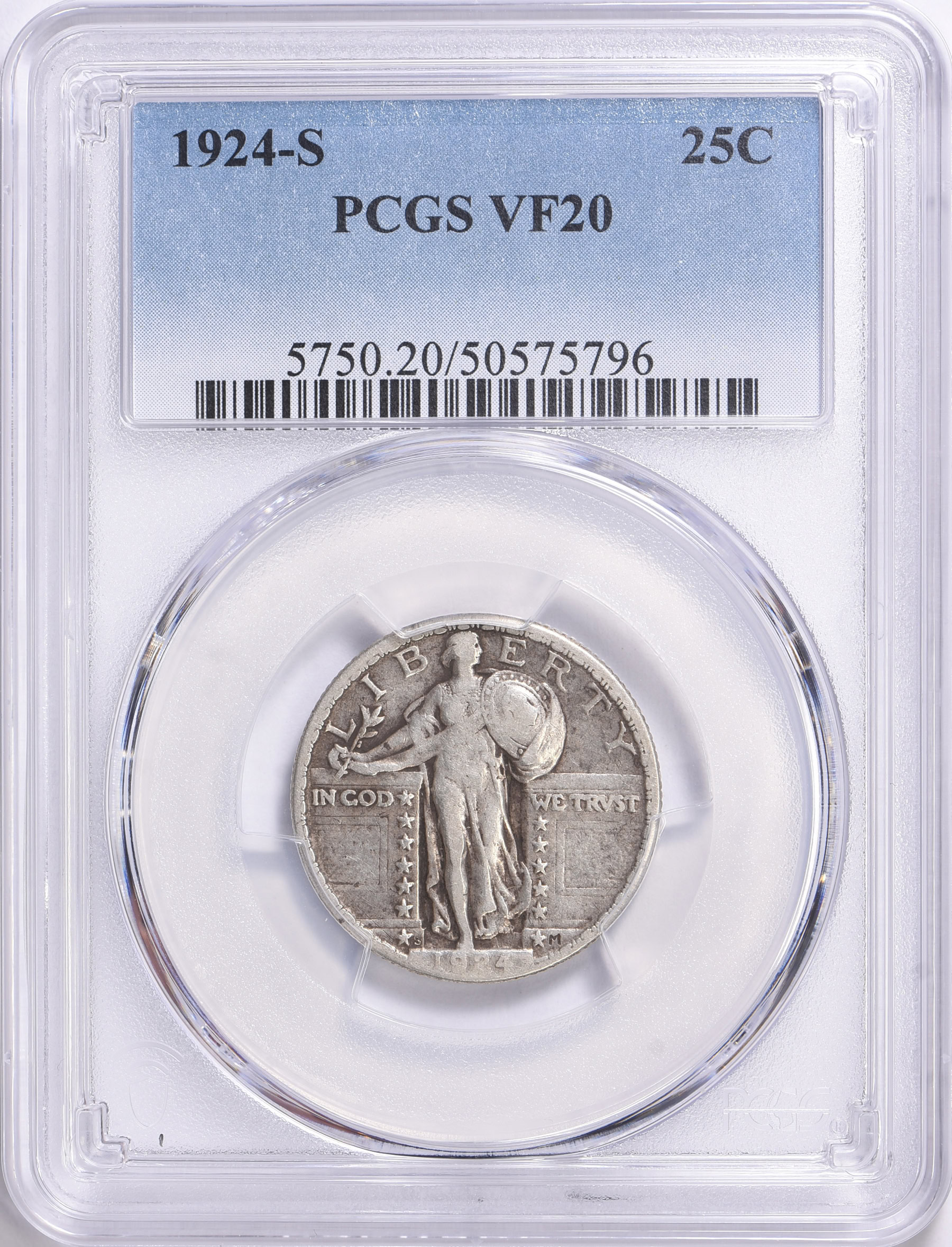 1924-S Standing Liberty Quarter PCGS VF-20 (Item 1735912) | GreatCollections Coin Auctions