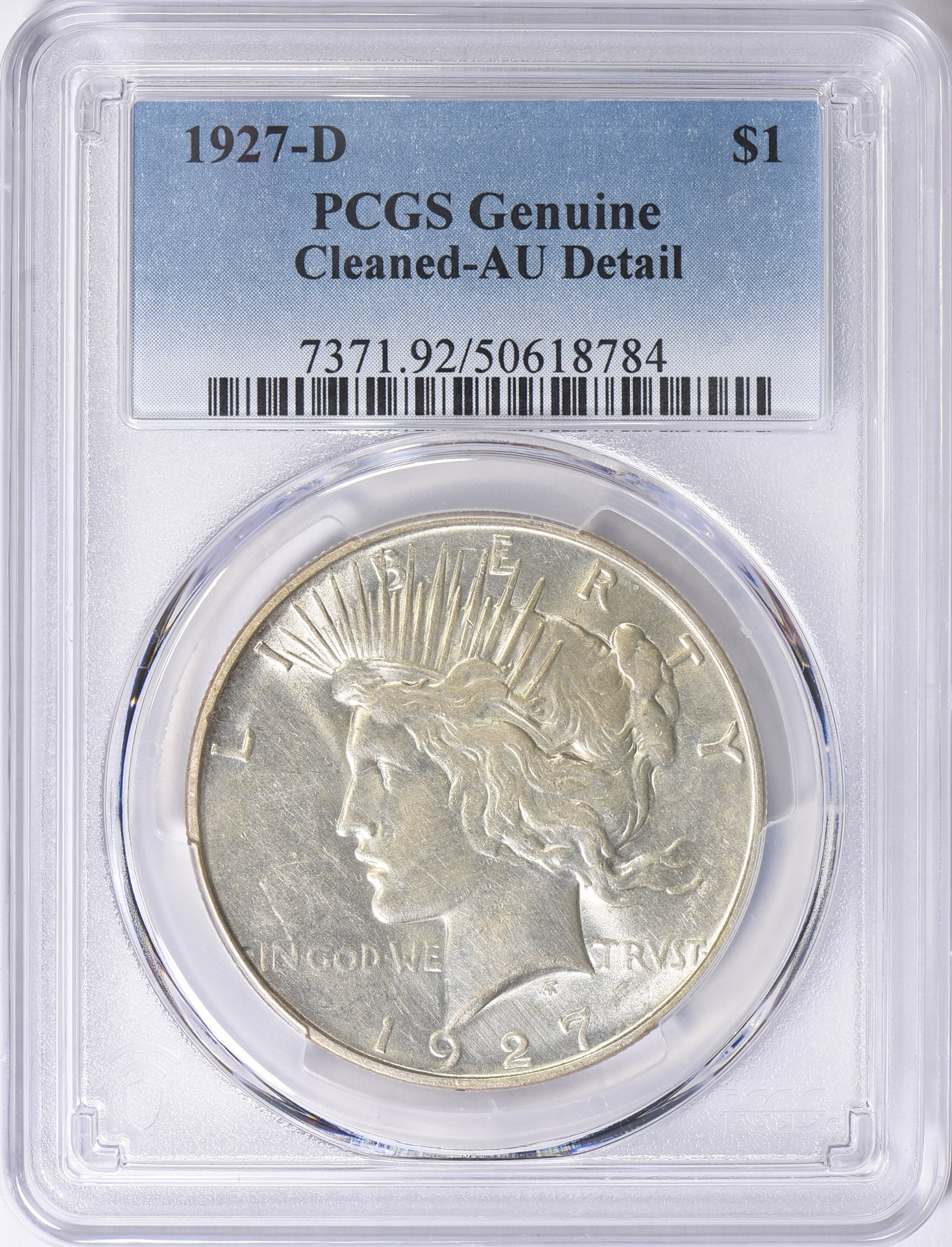 1927-D Peace Silver Dollar PCGS Genuine AU Details (Item 1736017 ...