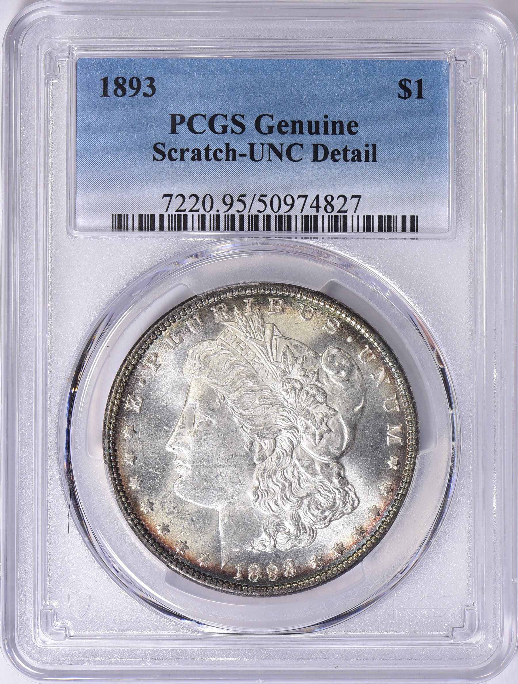 1893 Morgan Silver Dollar PCGS Genuine Unc Details (Item 1736075) | GreatCollections Coin Auctions
