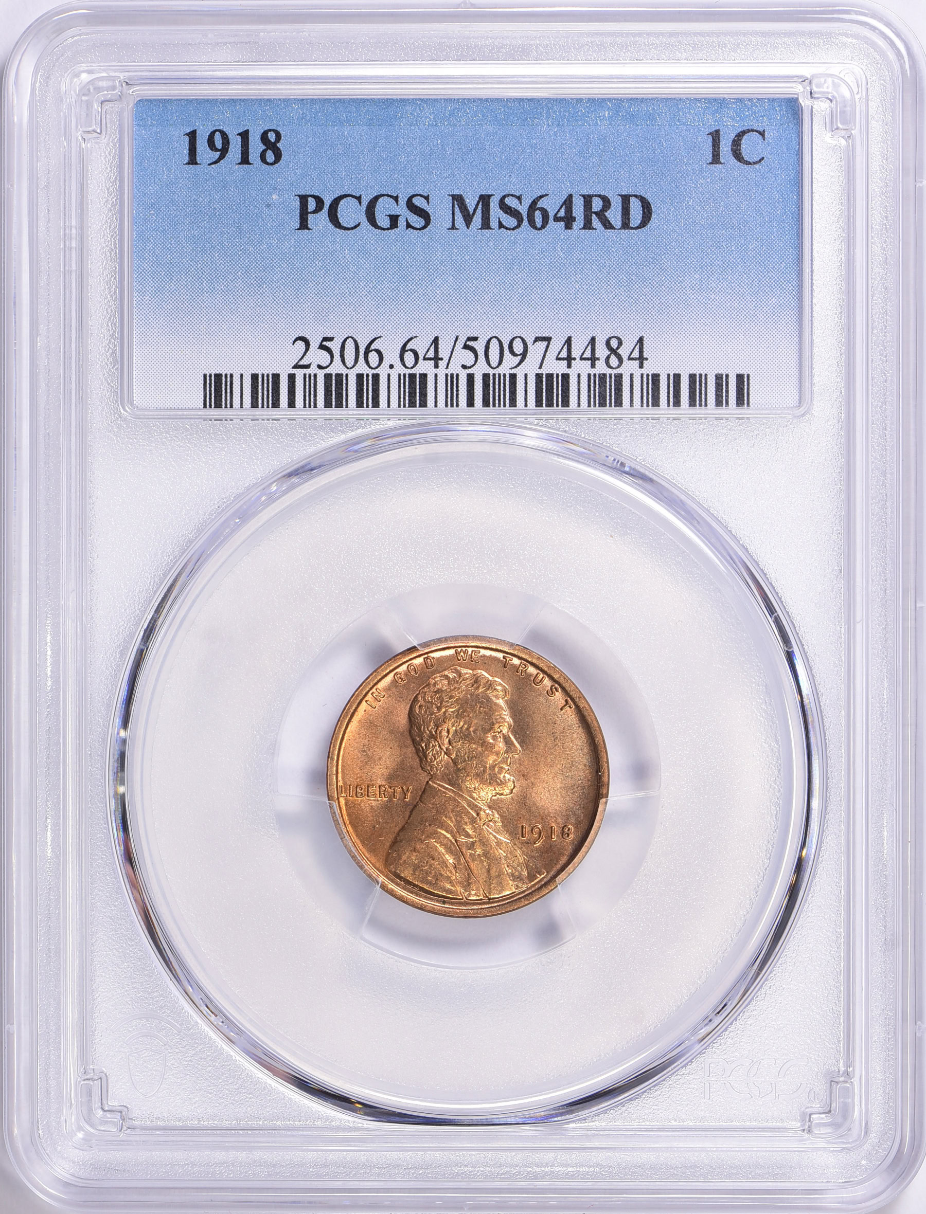 1918 Lincoln Cent PCGS MS-64 RD (Item 1736155) | GreatCollections Coin Auctions