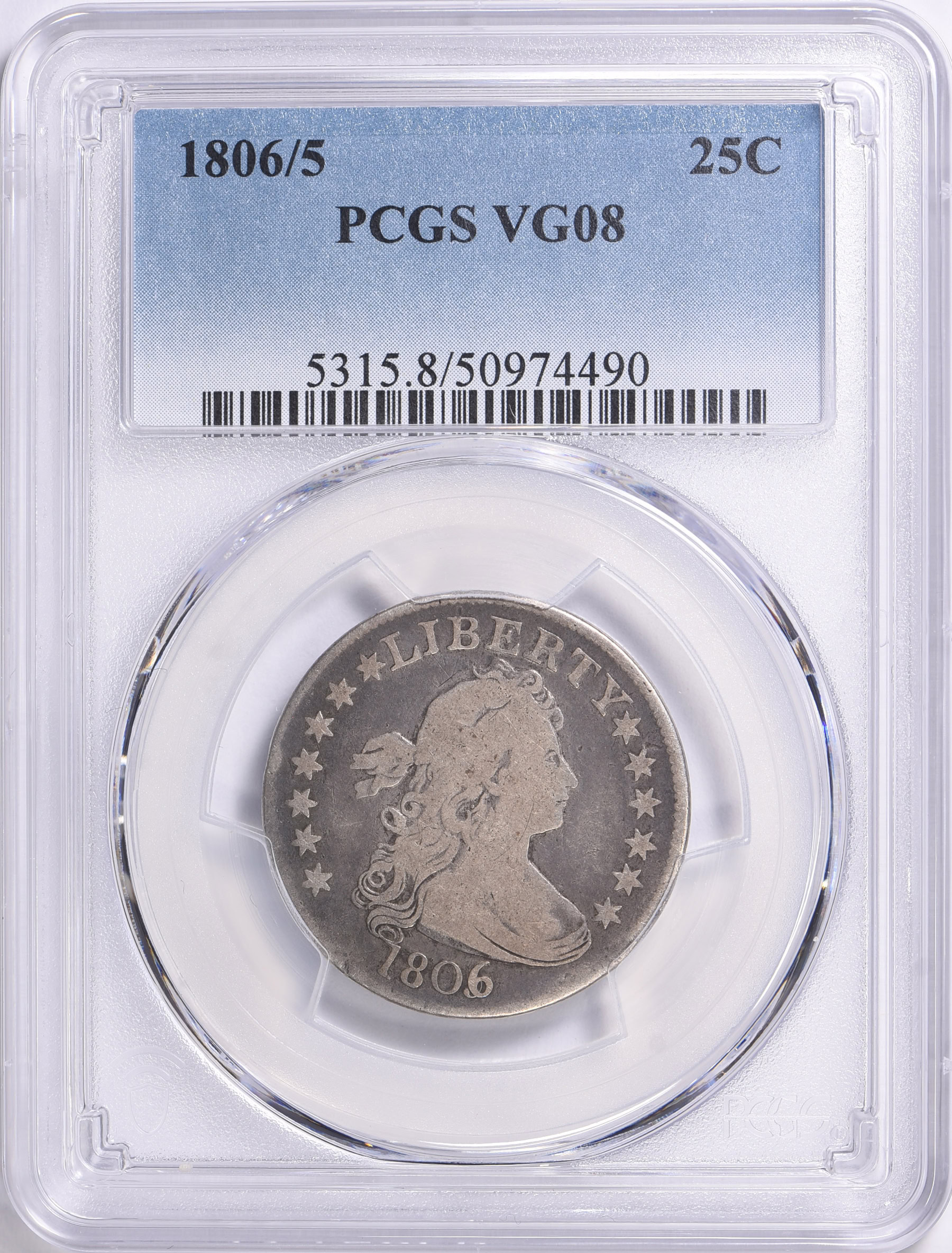 1806/5 Draped Bust Quarter PCGS VG-08 (Item 1736161) | GreatCollections ...