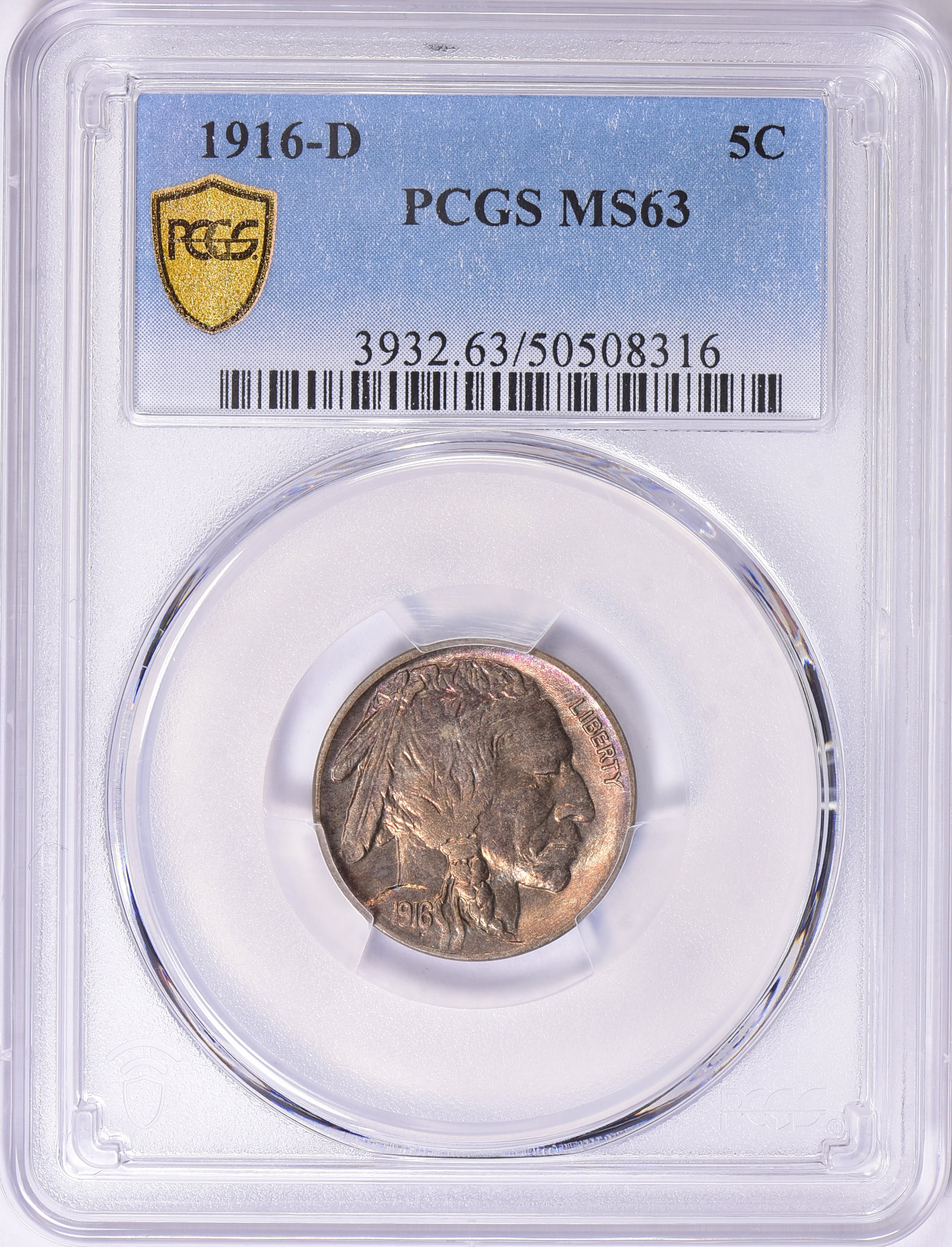 1916-D Buffalo Nickel PCGS MS-63 (Toned) (Item 1736191) | GreatCollections Coin Auctions
