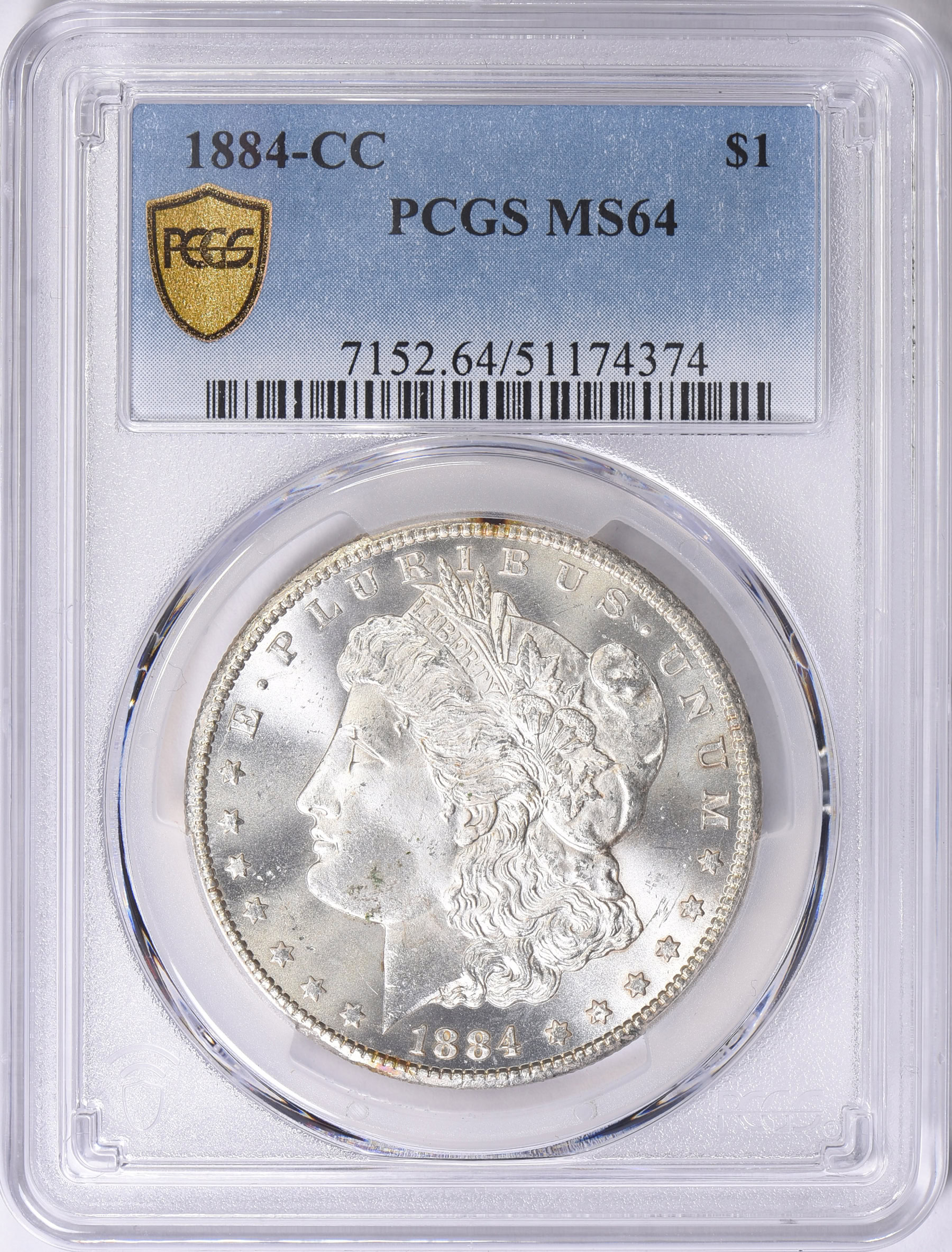 1884-CC Morgan Silver Dollar PCGS MS-64 (Item 1736236) | GreatCollections Coin Auctions
