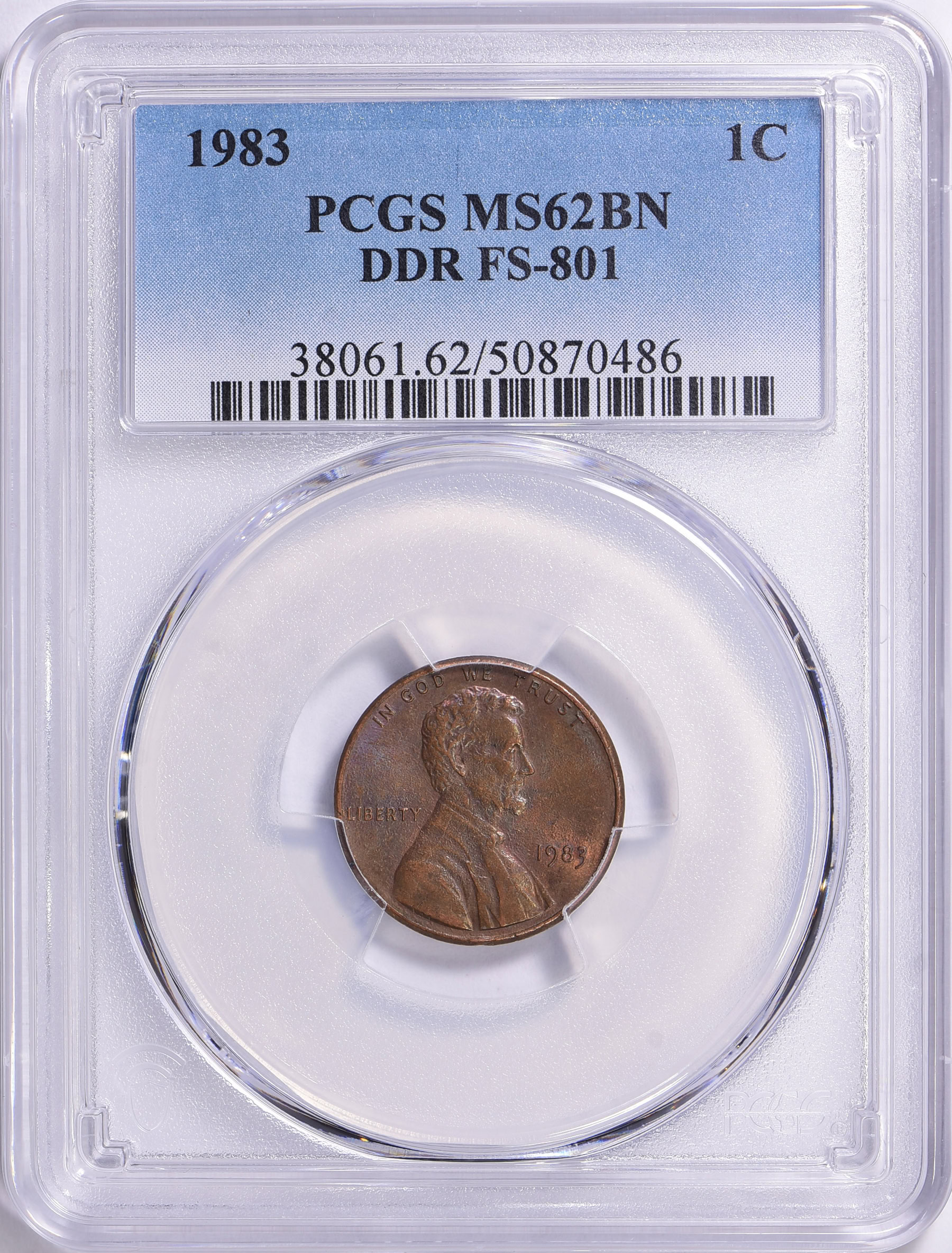 1983 Lincoln Cent Doubled Die Reverse FS-801 PCGS MS-62 BN (Item 1736243) | GreatCollections ...
