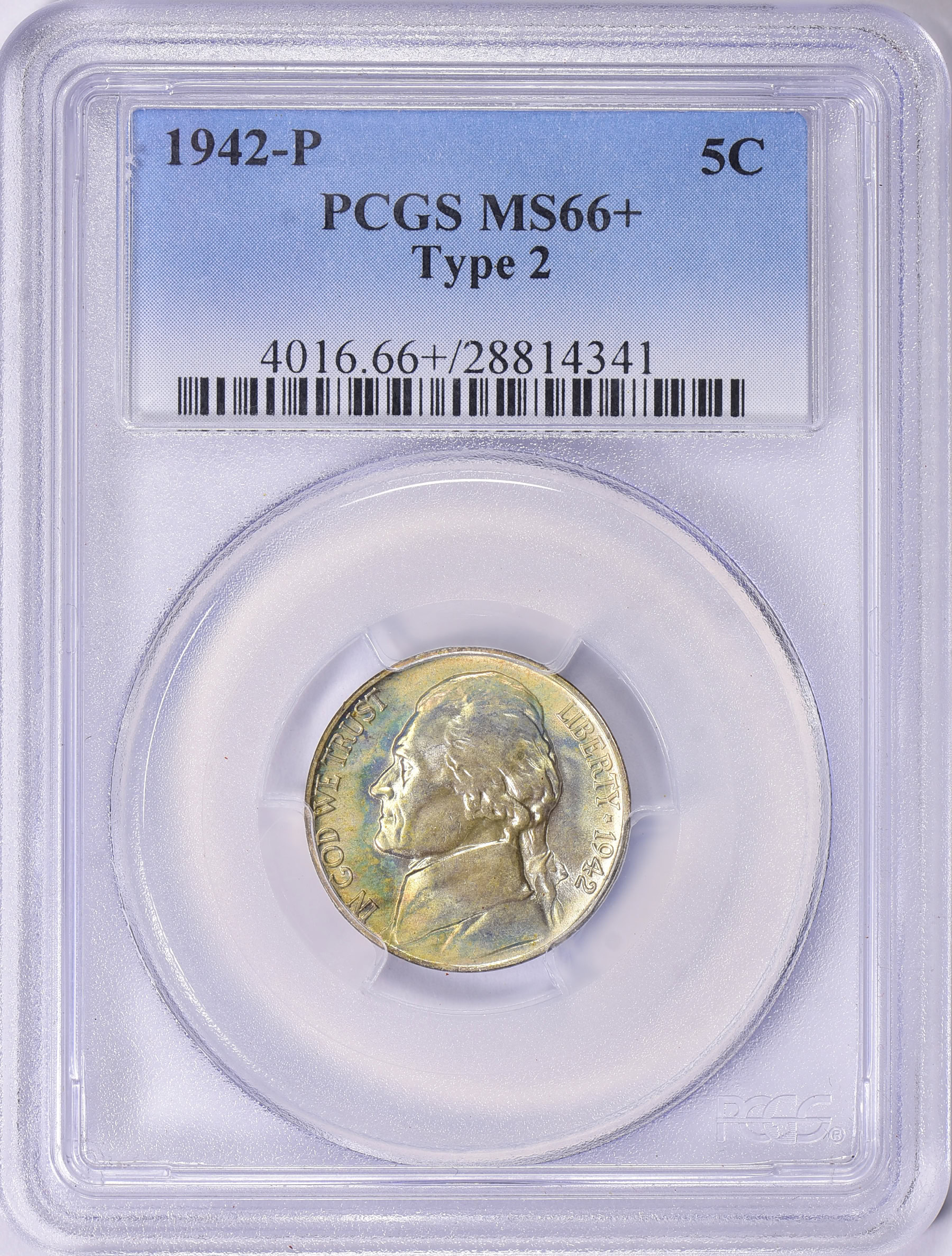 1942-P Jefferson Nickel Type 2 PCGS MS-66+ (Toned) (Item 1736308 ...