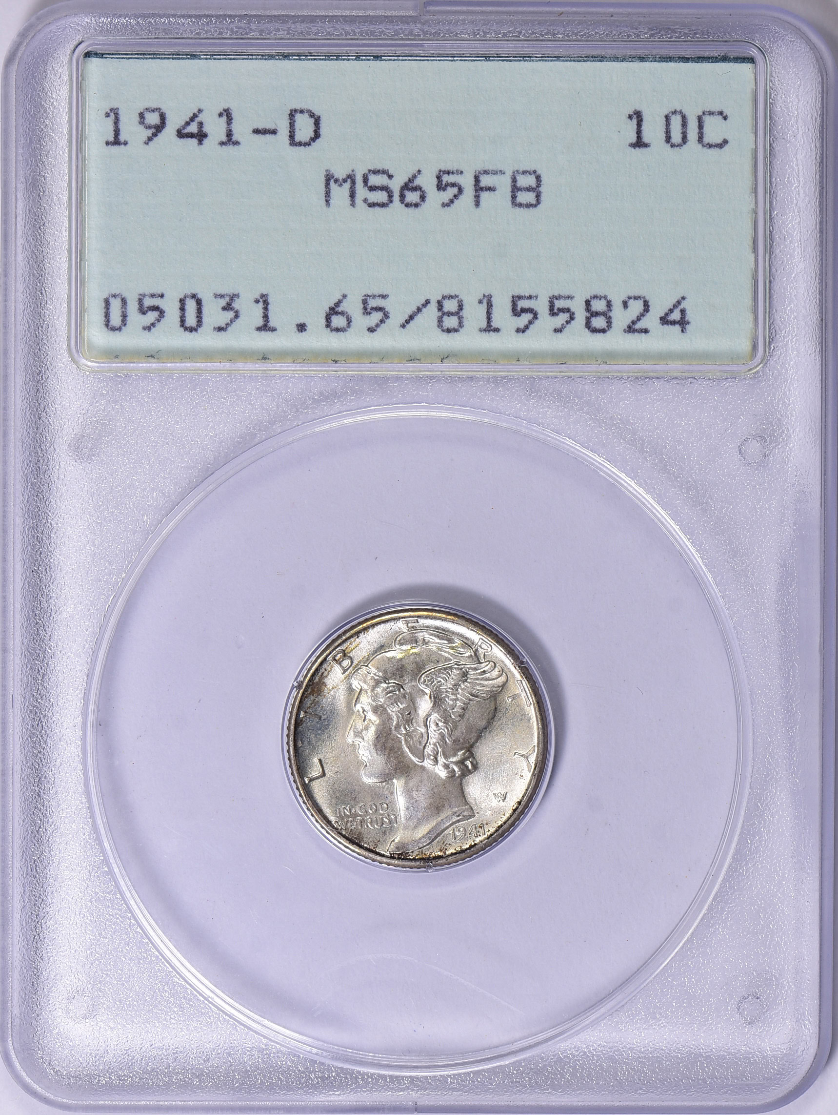 1941-D Mercury Dime PCGS MS-65 FB OGH (1st Gen) (Item 1736347) | GreatCollections Coin Auctions