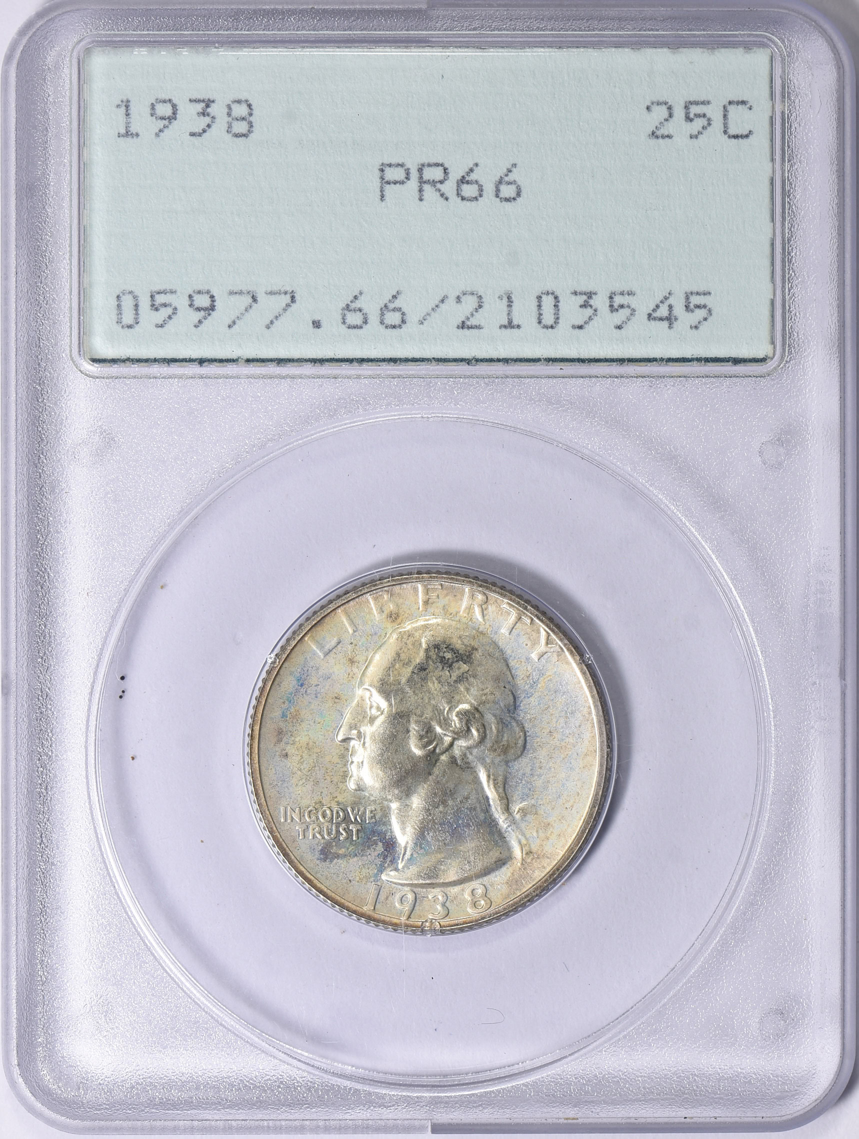 1938 Washington Quarter PCGS Proof-66 OGH (1st Gen) (Item 1736350) | GreatCollections Coin Auctions