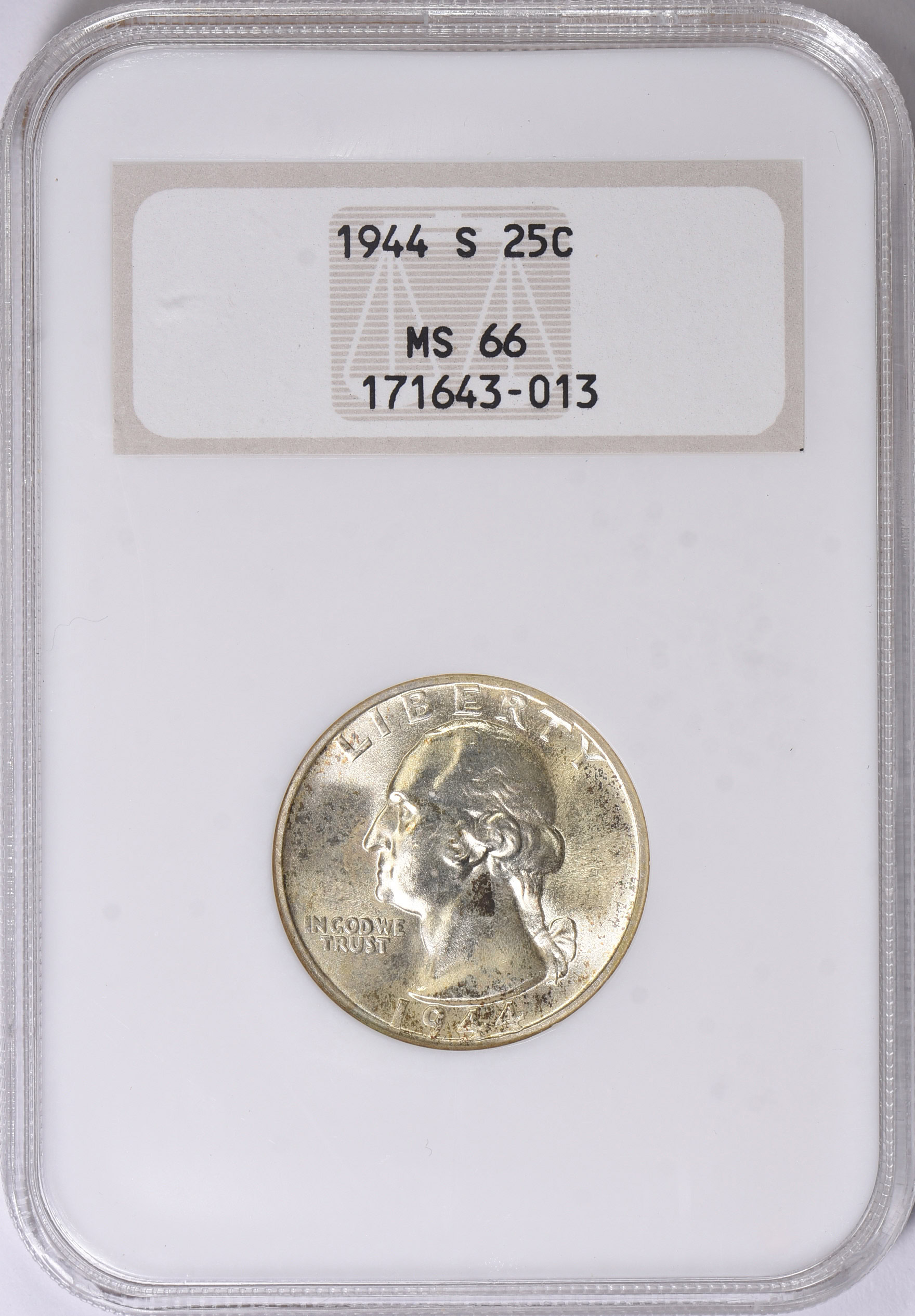 1944-S Washington Quarter NGC MS-66 OH (Item 1736360) | GreatCollections Coin Auctions