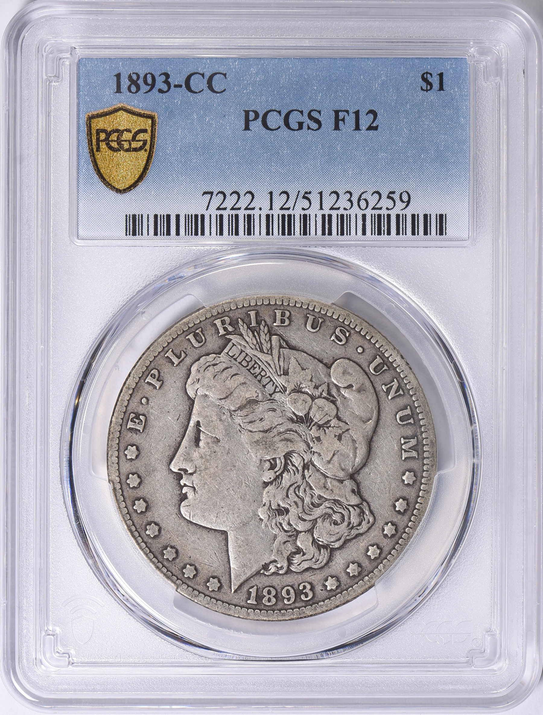 1893-CC Morgan Silver Dollar PCGS F-12 (Item 1736507) | GreatCollections Coin Auctions
