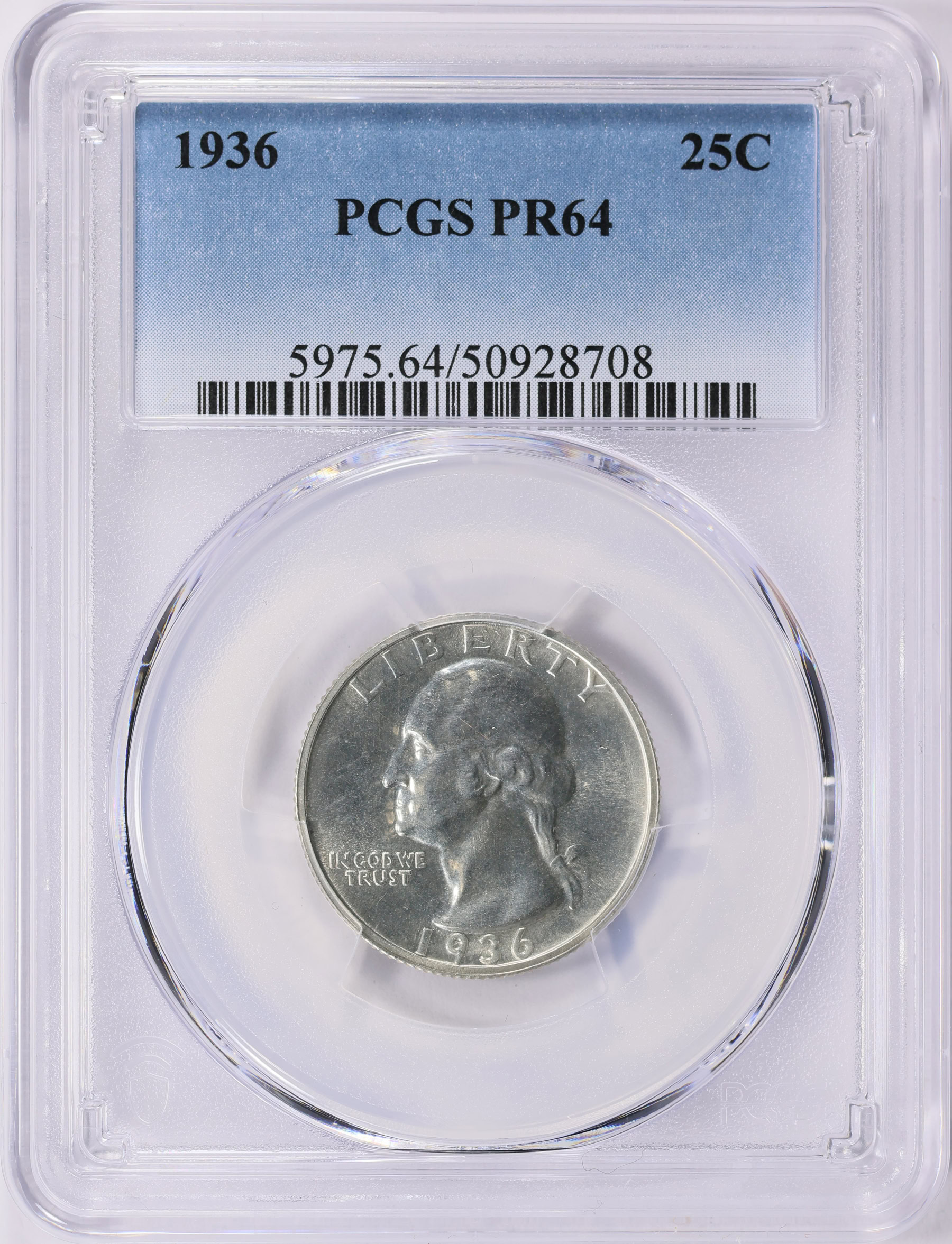 1936 Washington Quarter PCGS Proof-64 (Item 1736517) | GreatCollections ...