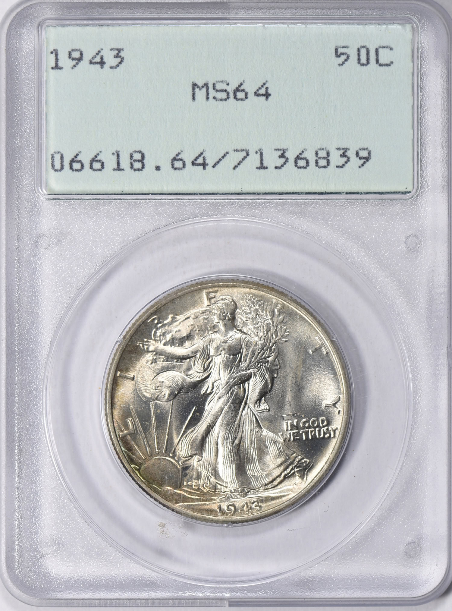 1943 Walking Liberty Half Dollar PCGS MS-64 OGH (1st Gen) (Item 1736547) | GreatCollections Coin ...
