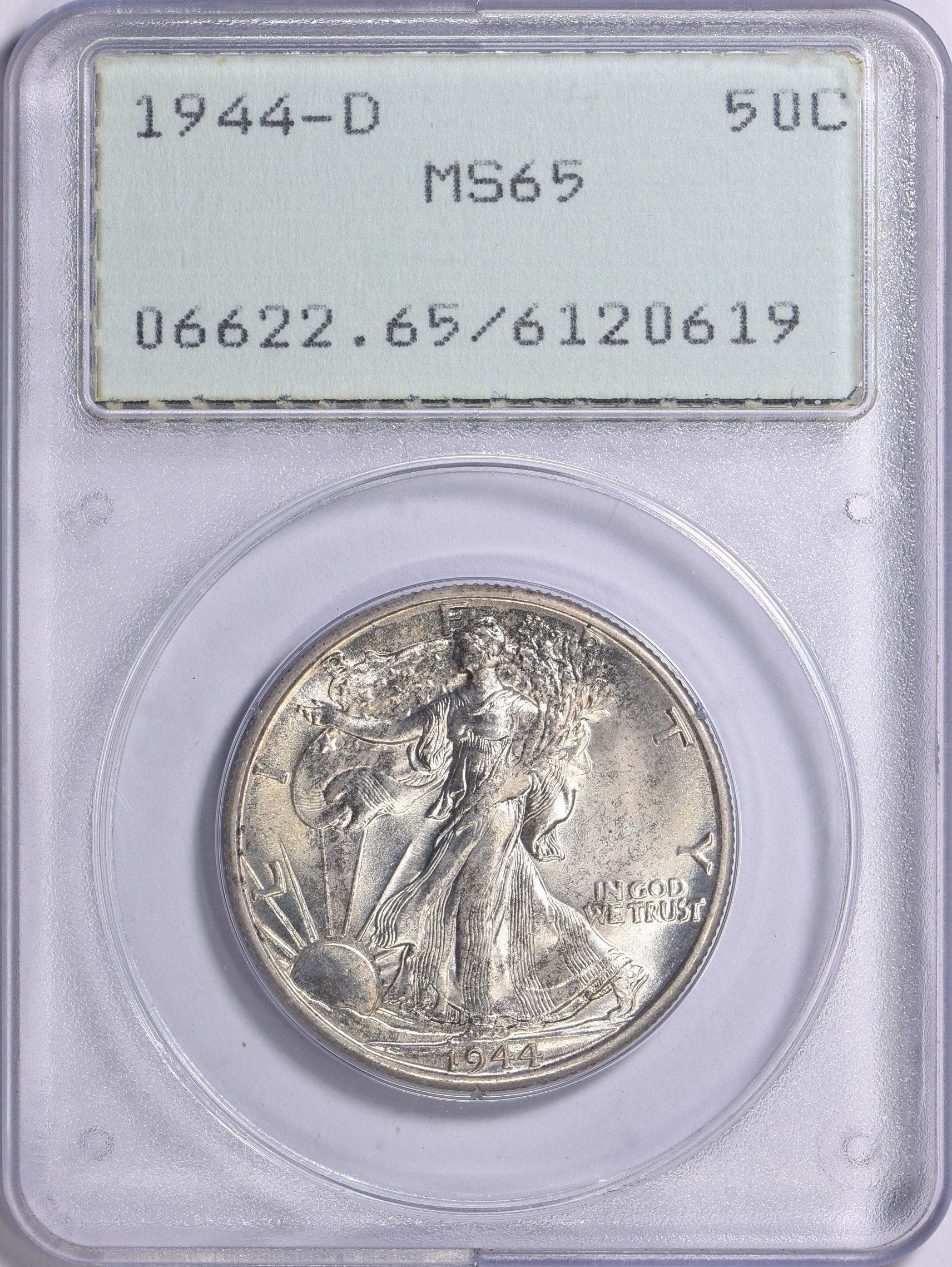 1944-D Walking Liberty Half Dollar PCGS MS-65 OGH (1st Gen) (Item 1736551) | GreatCollections ...