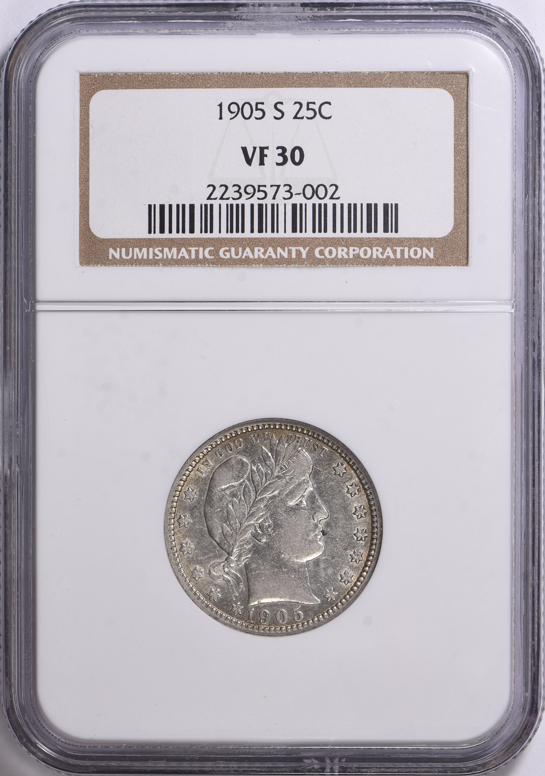 1905-S Barber Quarter NGC VF-30 (Item 1736578) | GreatCollections Coin ...