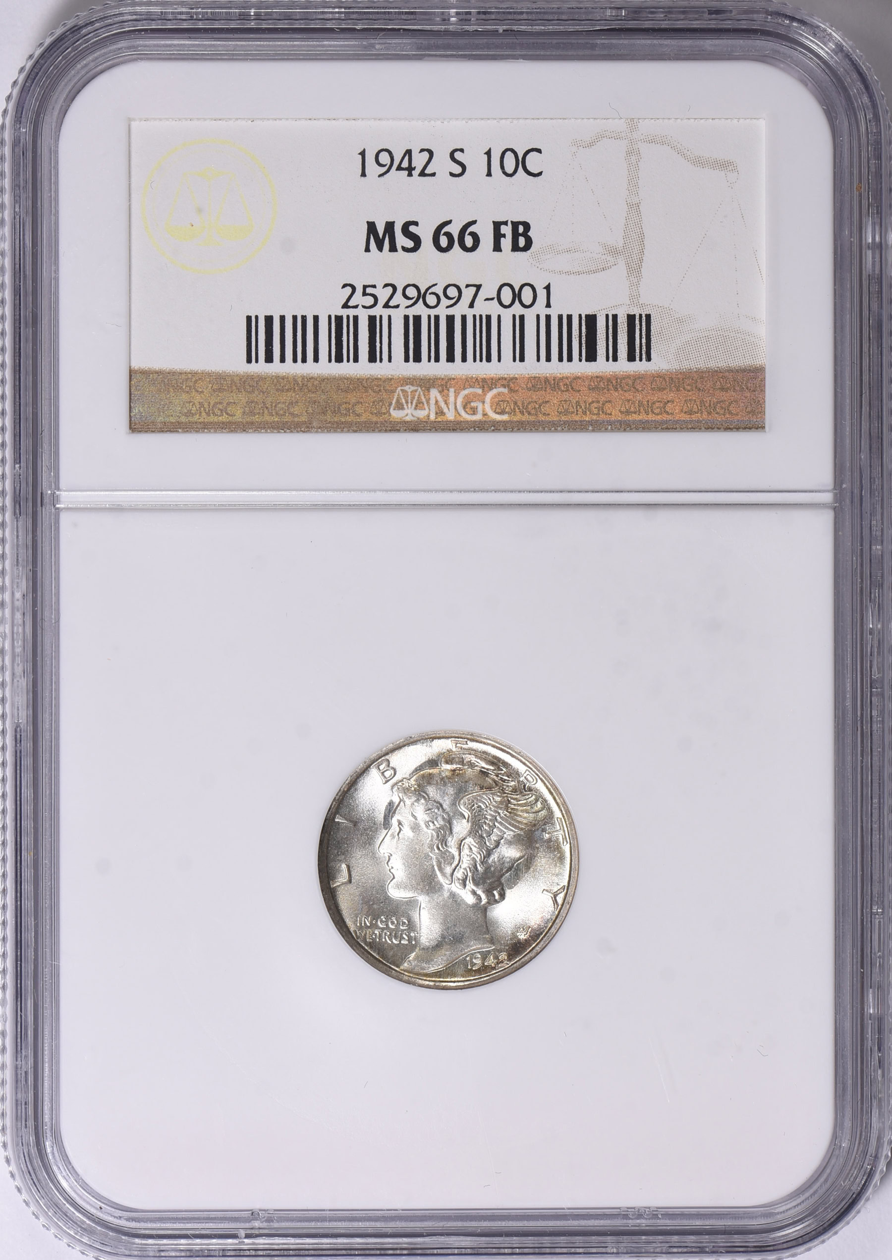 1942-S Mercury Dime NGC MS-66 FB (Item 1736583) | GreatCollections Coin Auctions