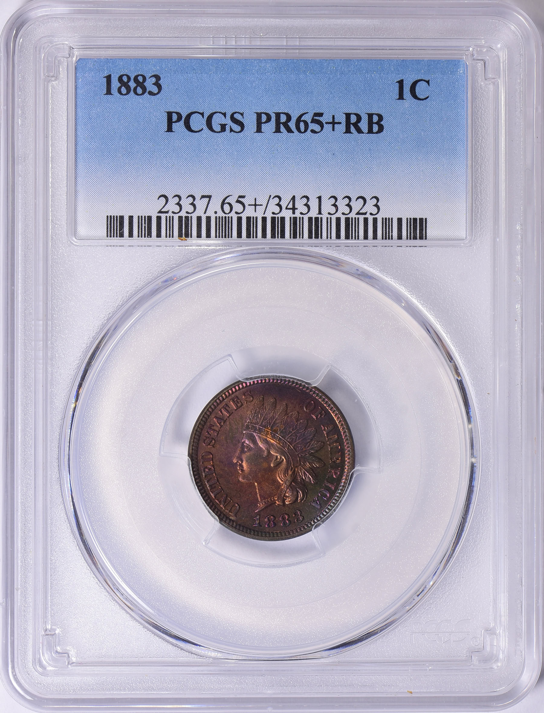 1883 Indian Cent PCGS Proof-65+ RB (Toned) (Item 1736597) | GreatCollections Coin Auctions