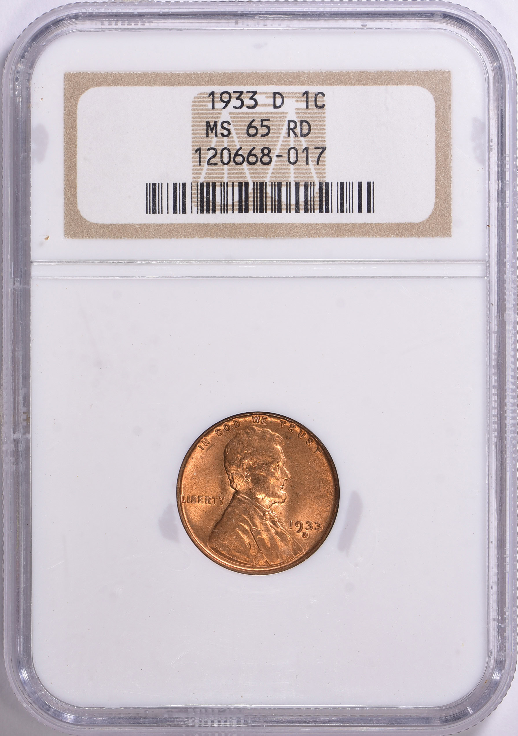 1933-D Lincoln Cent NGC MS-65 RD (Item 1736641) | GreatCollections Coin Auctions