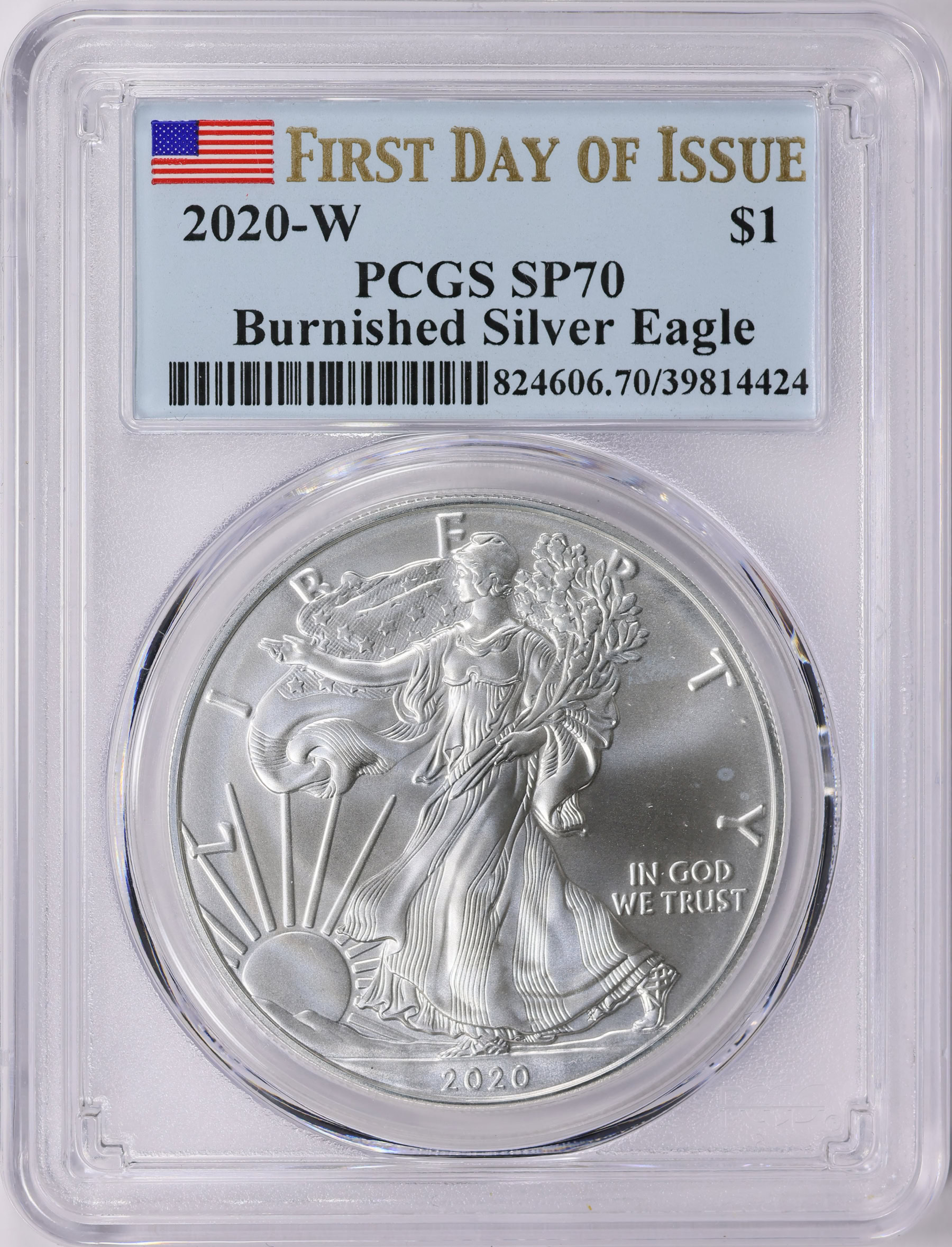 2020-W $1 Silver Eagle Burnished First Day of Issue PCGS SP-70 (Item 1736710) | GreatCollections ...